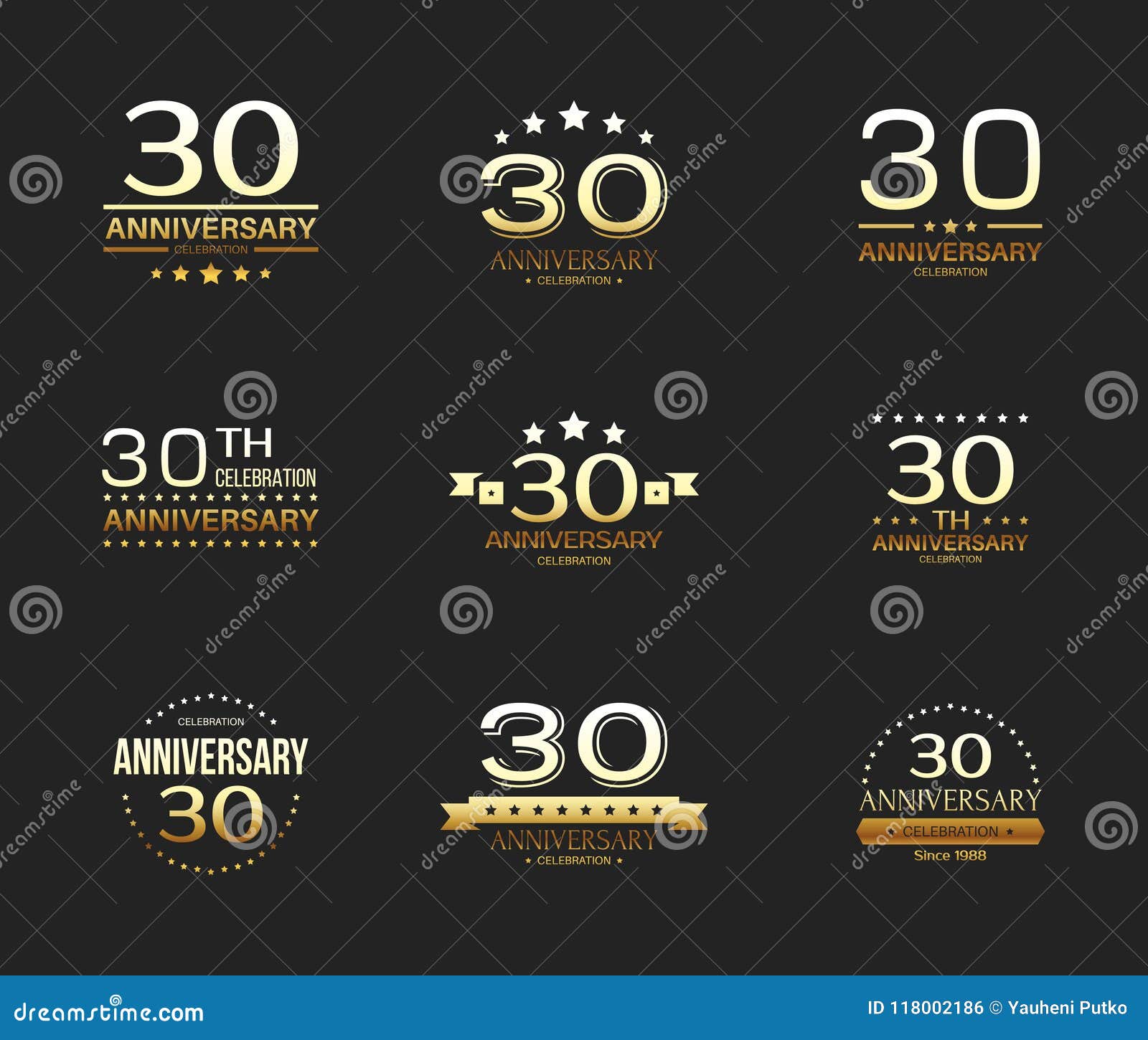 30th Anniversary Celebration Logo Set. 30 Year Jubilee Banner Stock ...