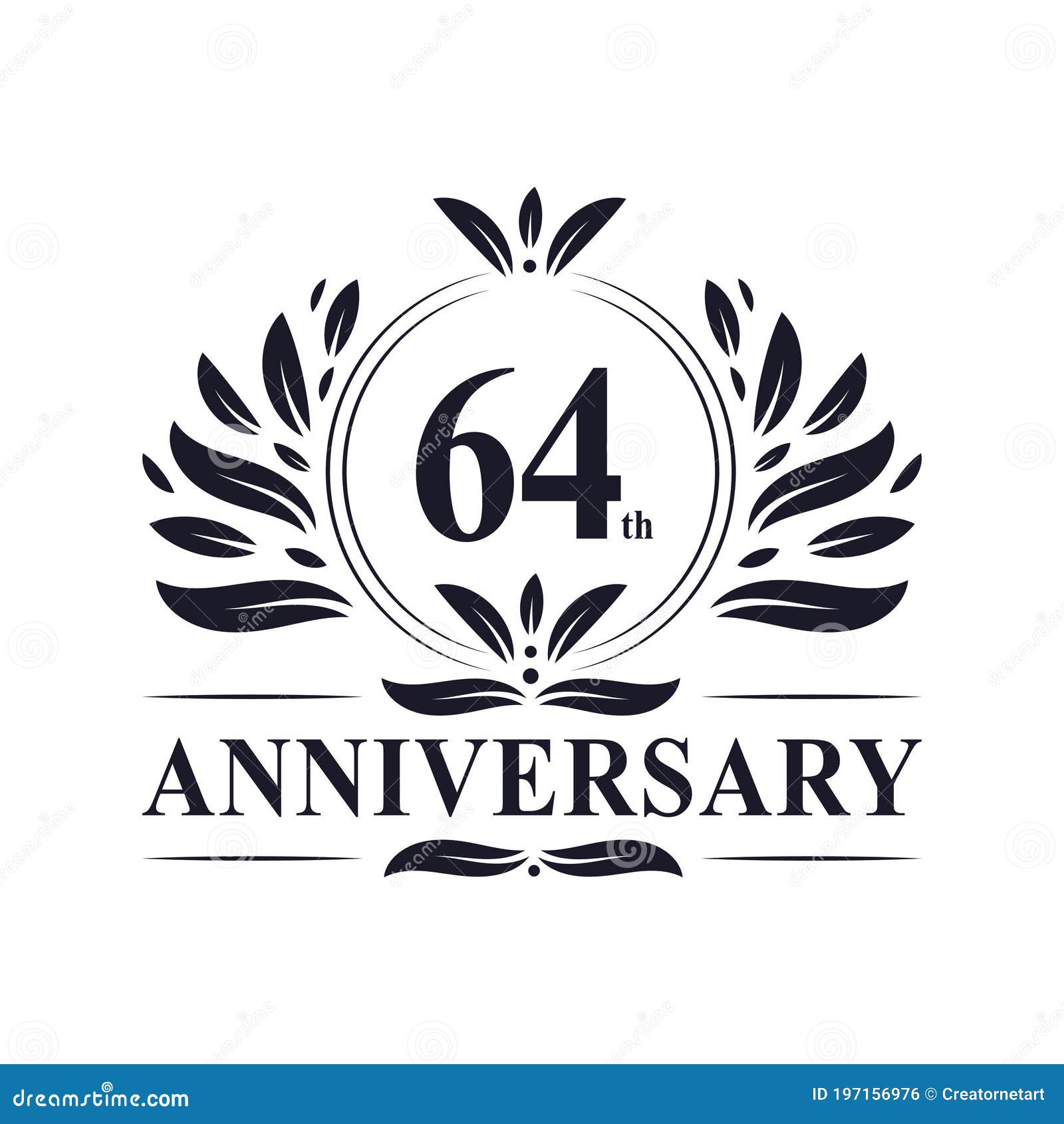 64th Anniversary Celebration, Luxurious 64th Years Anniversary Logo ...