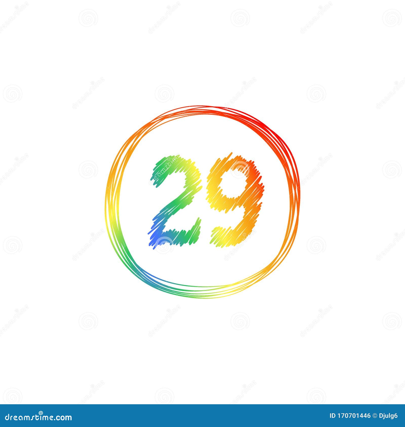 29th Anniversary Celebration. Rainbow, Multicolored Number 29 in a ...