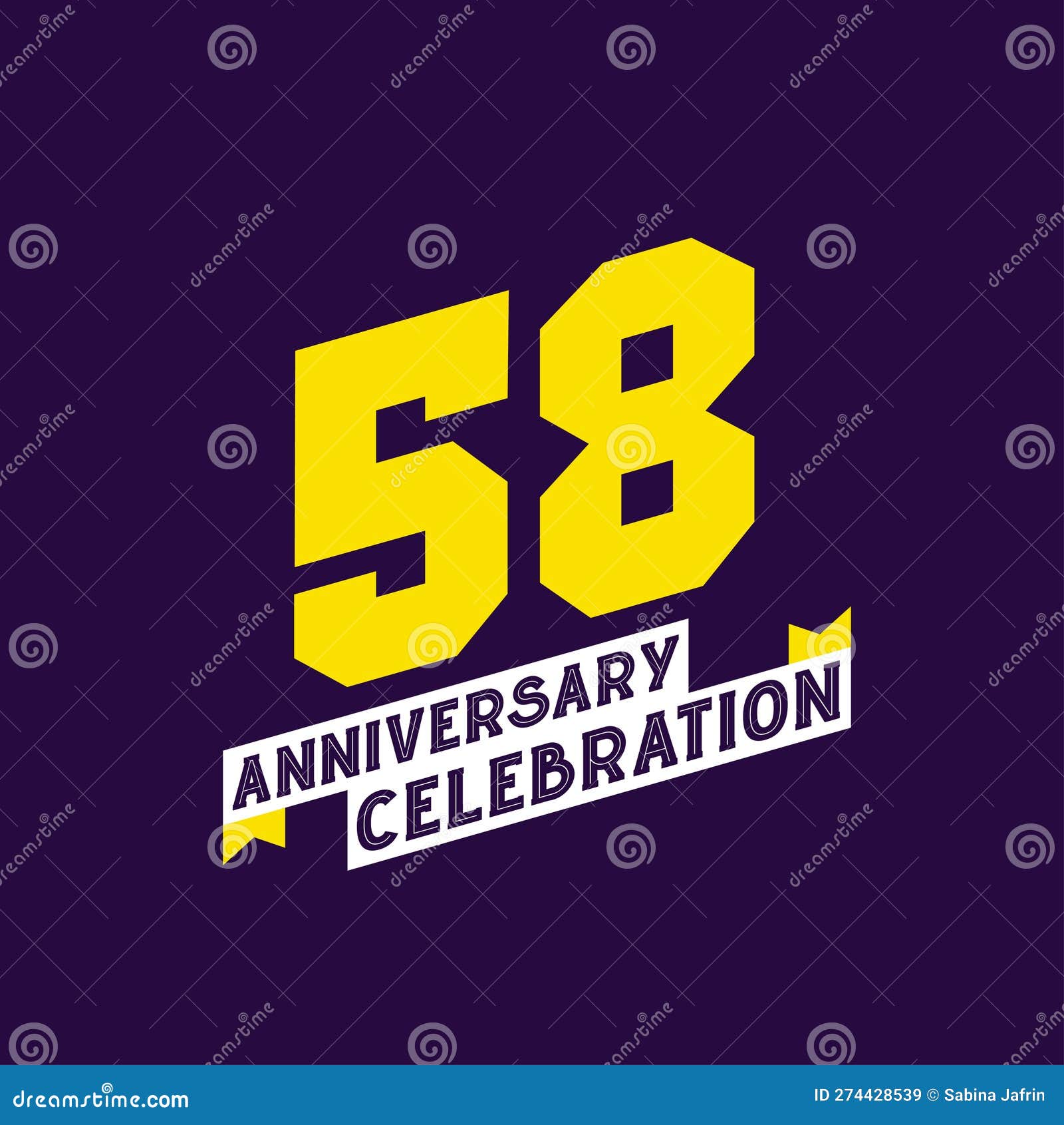 58th Anniversary Celebration Vector Design, 58 Years Anniversary Stock ...