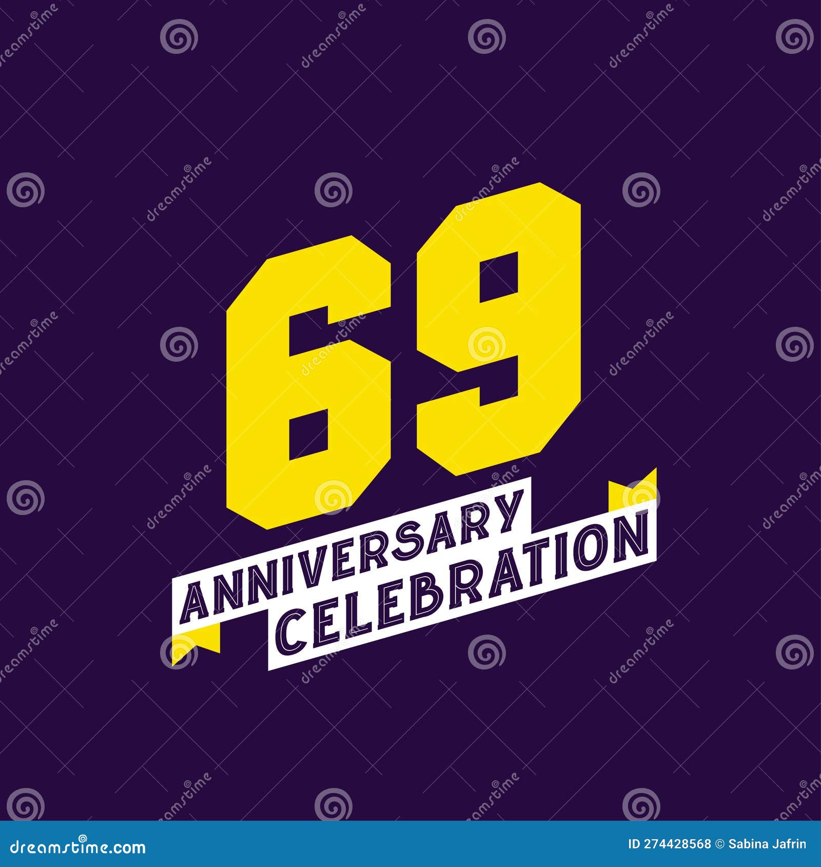 69th Anniversary Design, Luxurious Golden Color 69 Years Anniversary ...