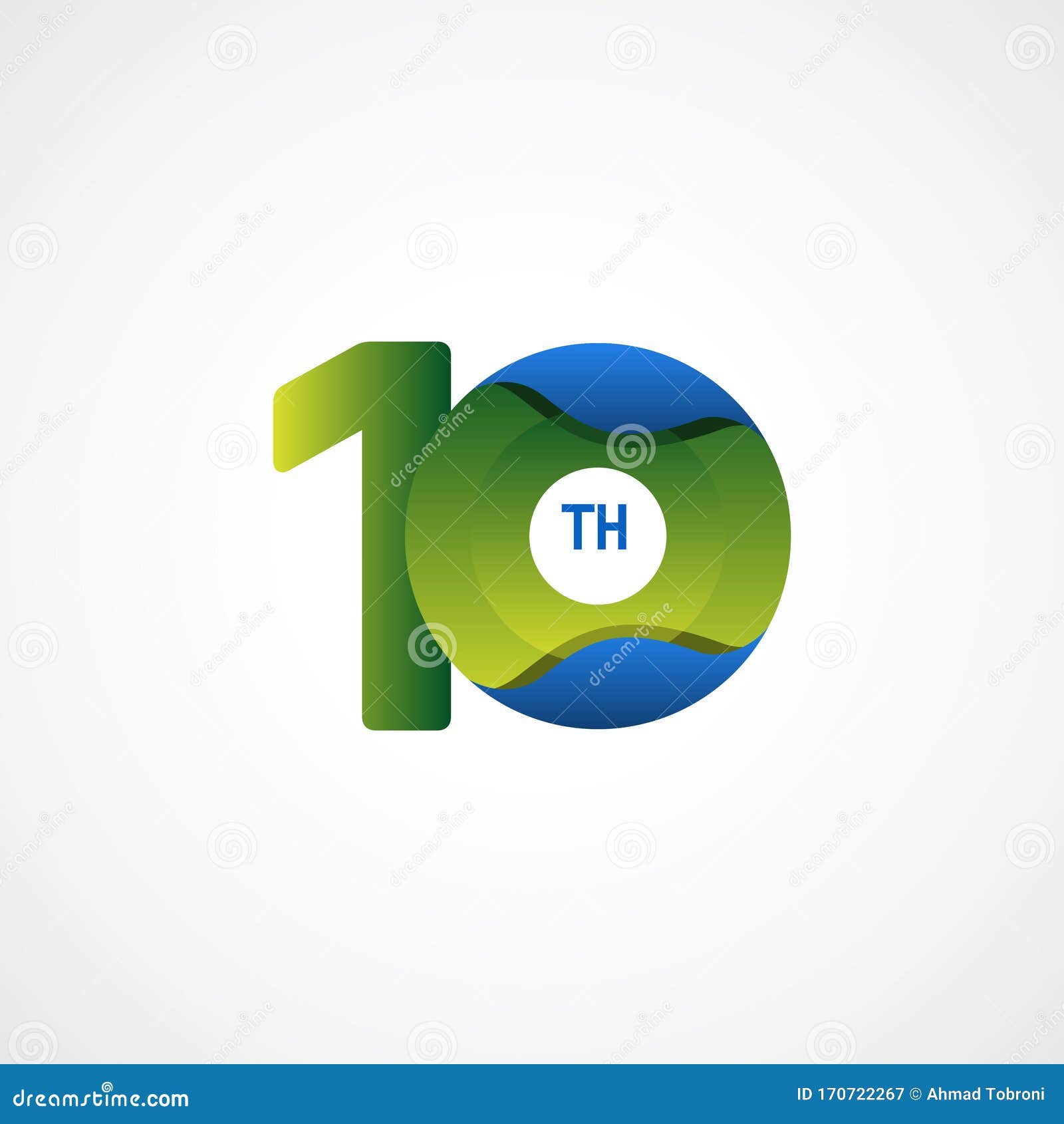 10 Th Anniversary Celebrations Green Blue Gradient Vector Template ...