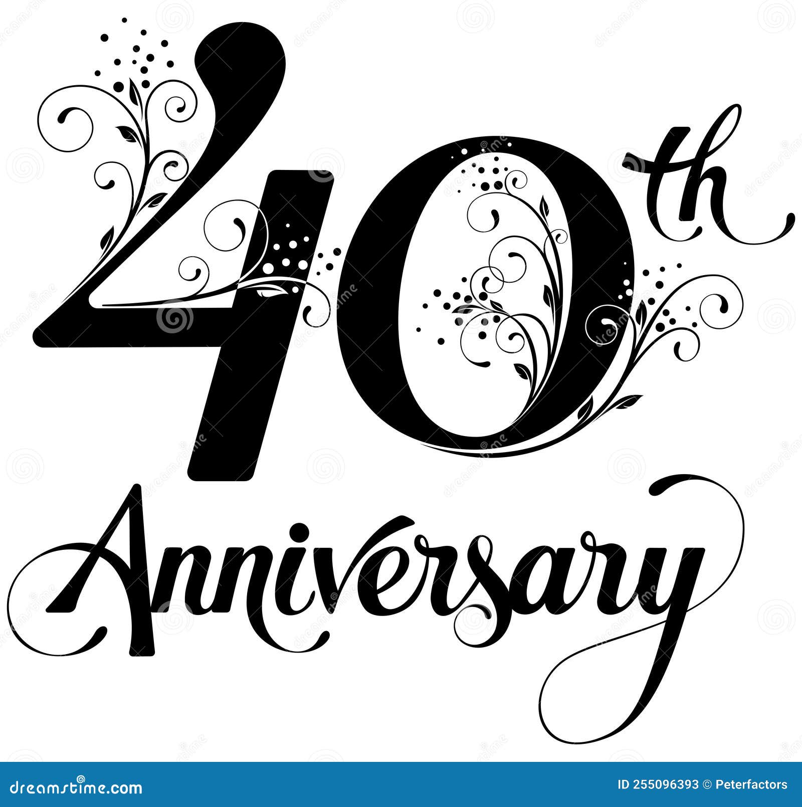 40th Anniversary - Custom Calligraphy Text Stock Vector - Illustration ...