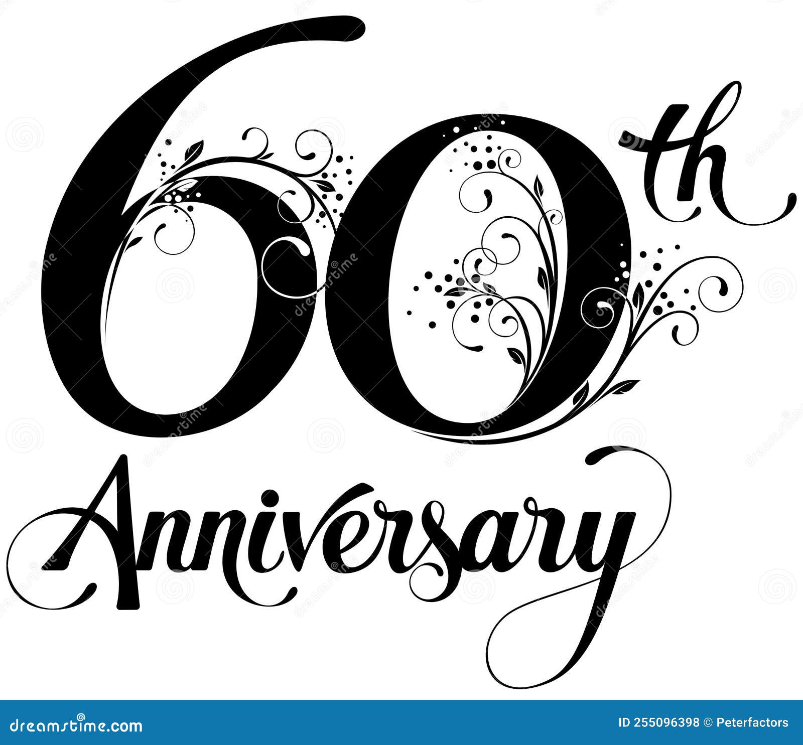 60th Anniversary - Custom Calligraphy Text Stock Vector - Illustration ...