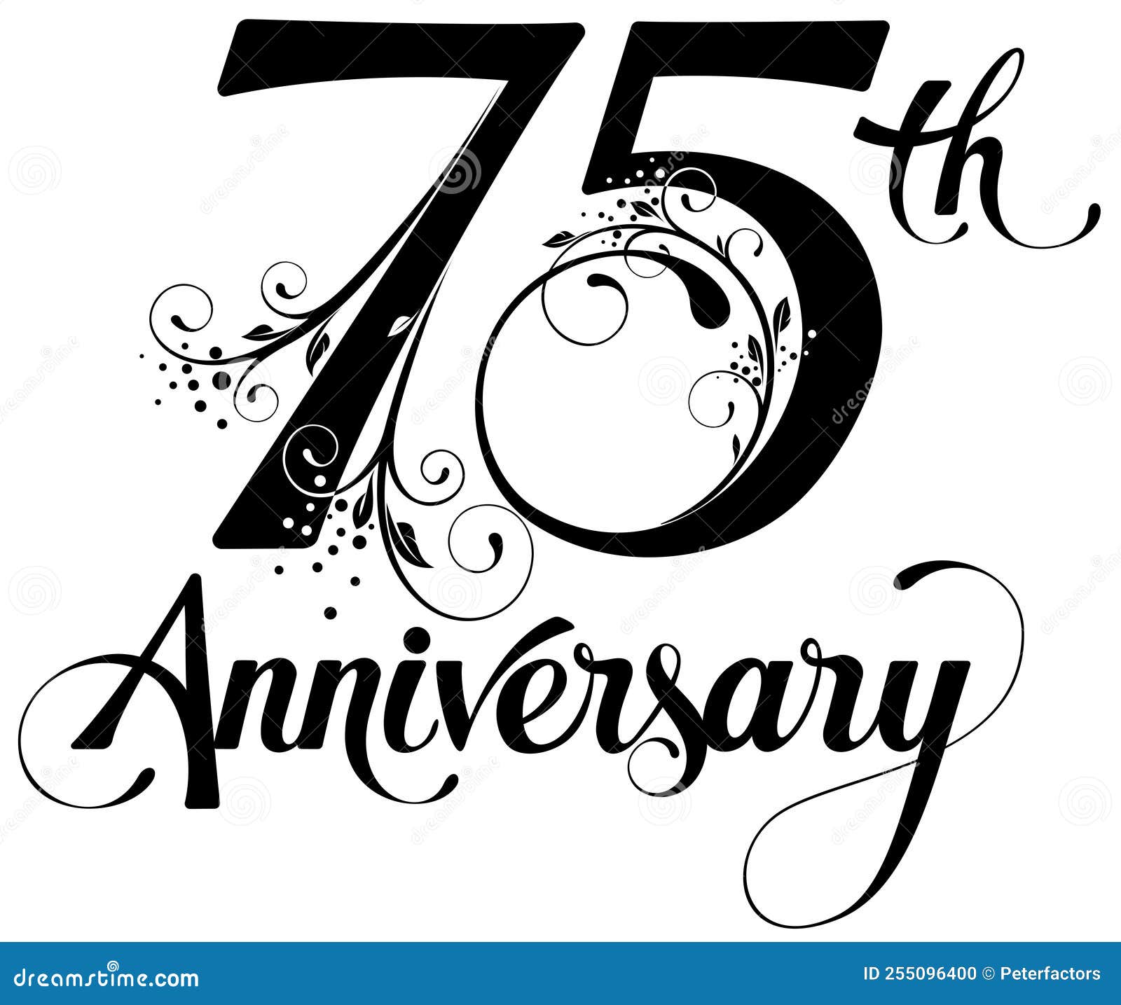 75th Anniversary - Custom Calligraphy Text Stock Vector - Illustration ...