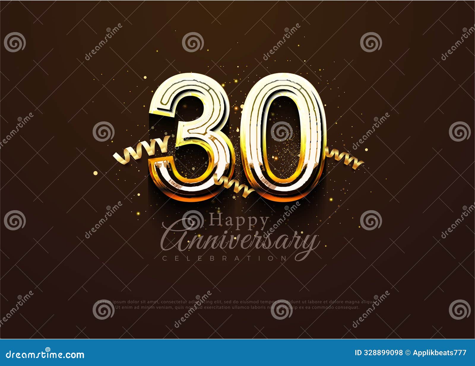 30th Anniversary with Fancy and Elegant Celebration Numbers. Vector ...