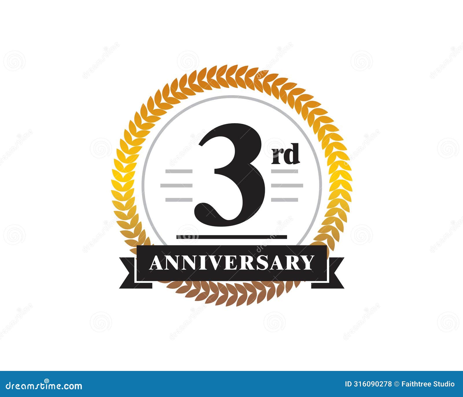 3th Anniversary Golden Emblem Stock Vector - Illustration of business ...
