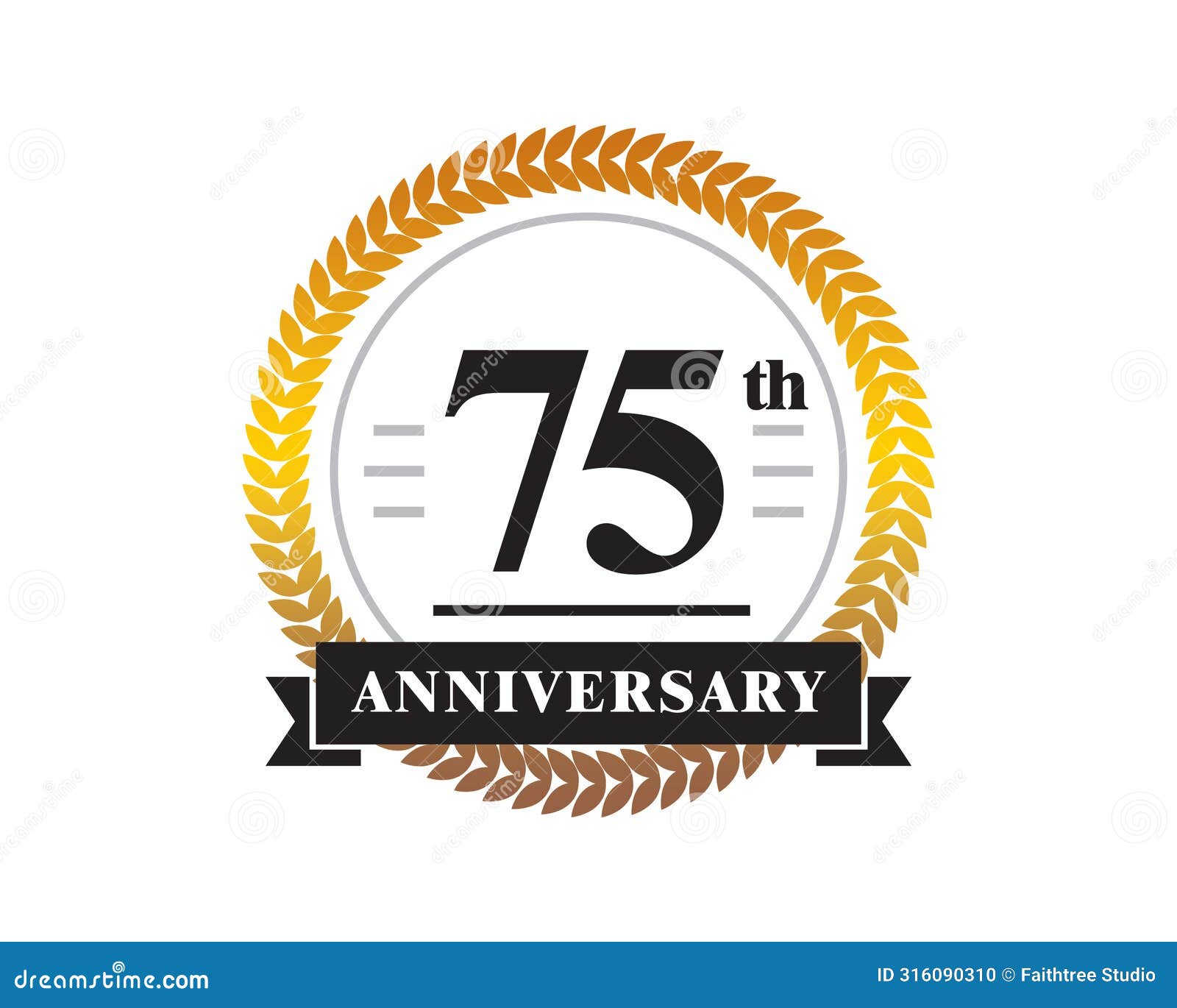 75th Anniversary Golden Emblem Stock Vector - Illustration of retro ...