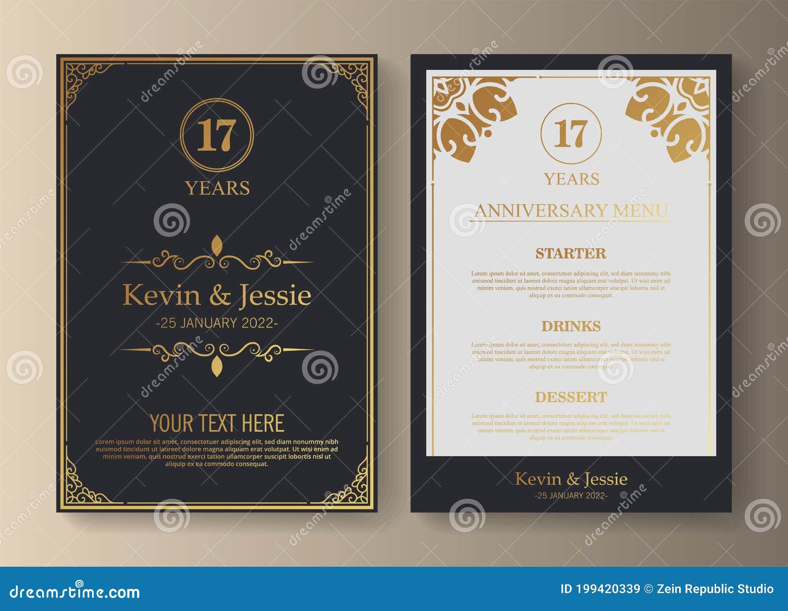 Elegant 17th Anniversary Menu Template Stock Illustration ...