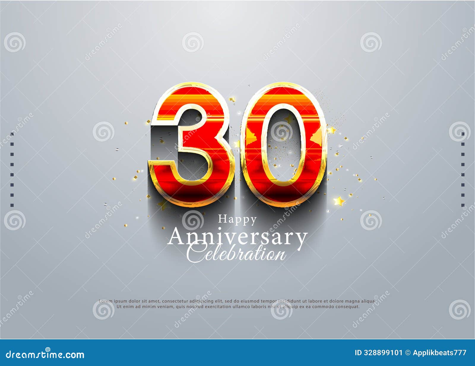 30th Anniversary with Shiny Red Numbers. Vector Premium Design Stock ...