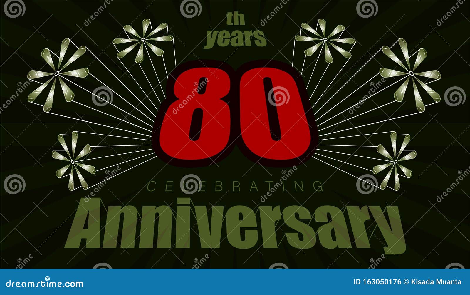 80th Anniversary. Vintage Retro Element Firework Explode from Center ...