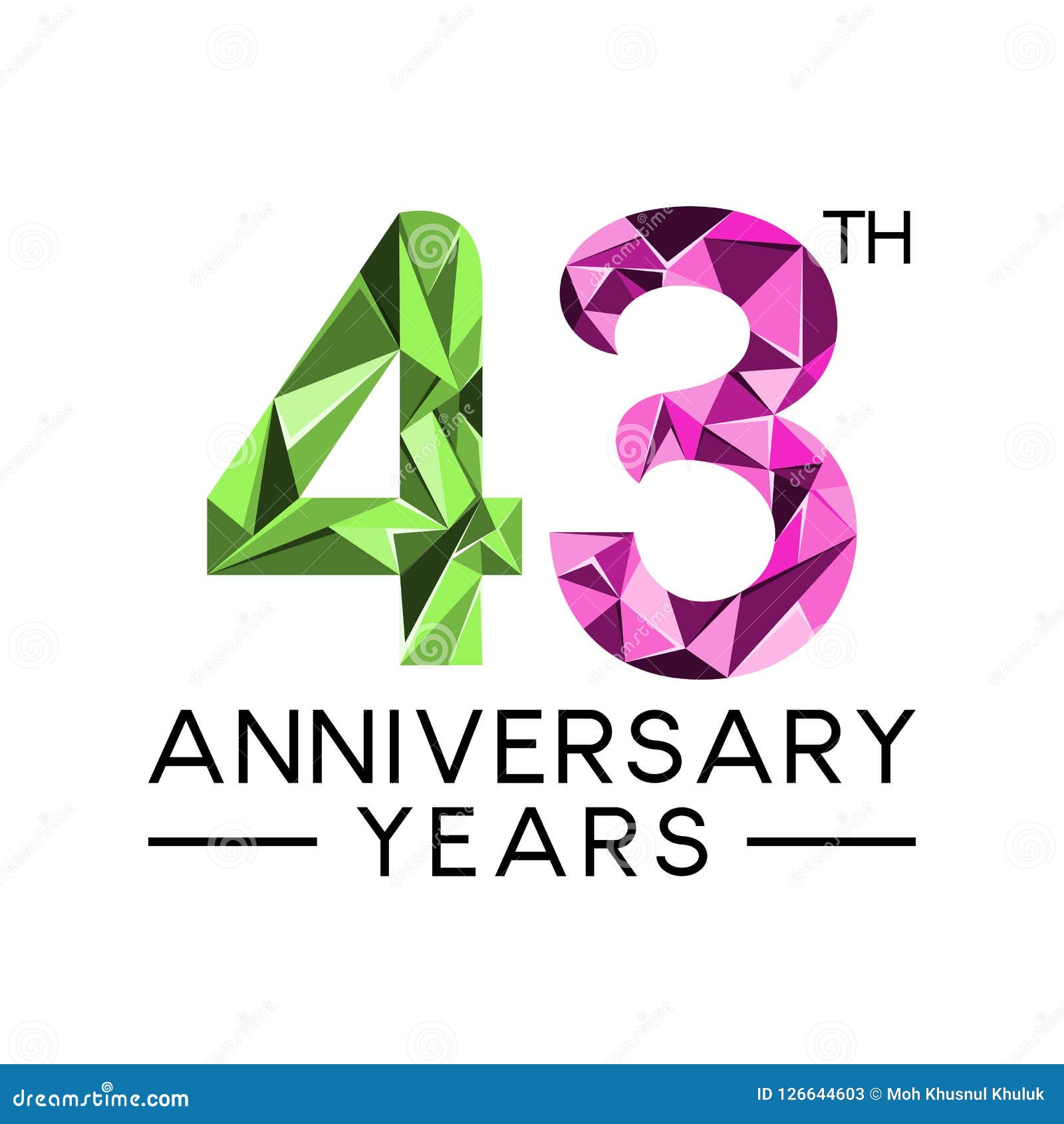 43th Anniversary Years Abstract Triangle Modern Full Col Stock Vector ...