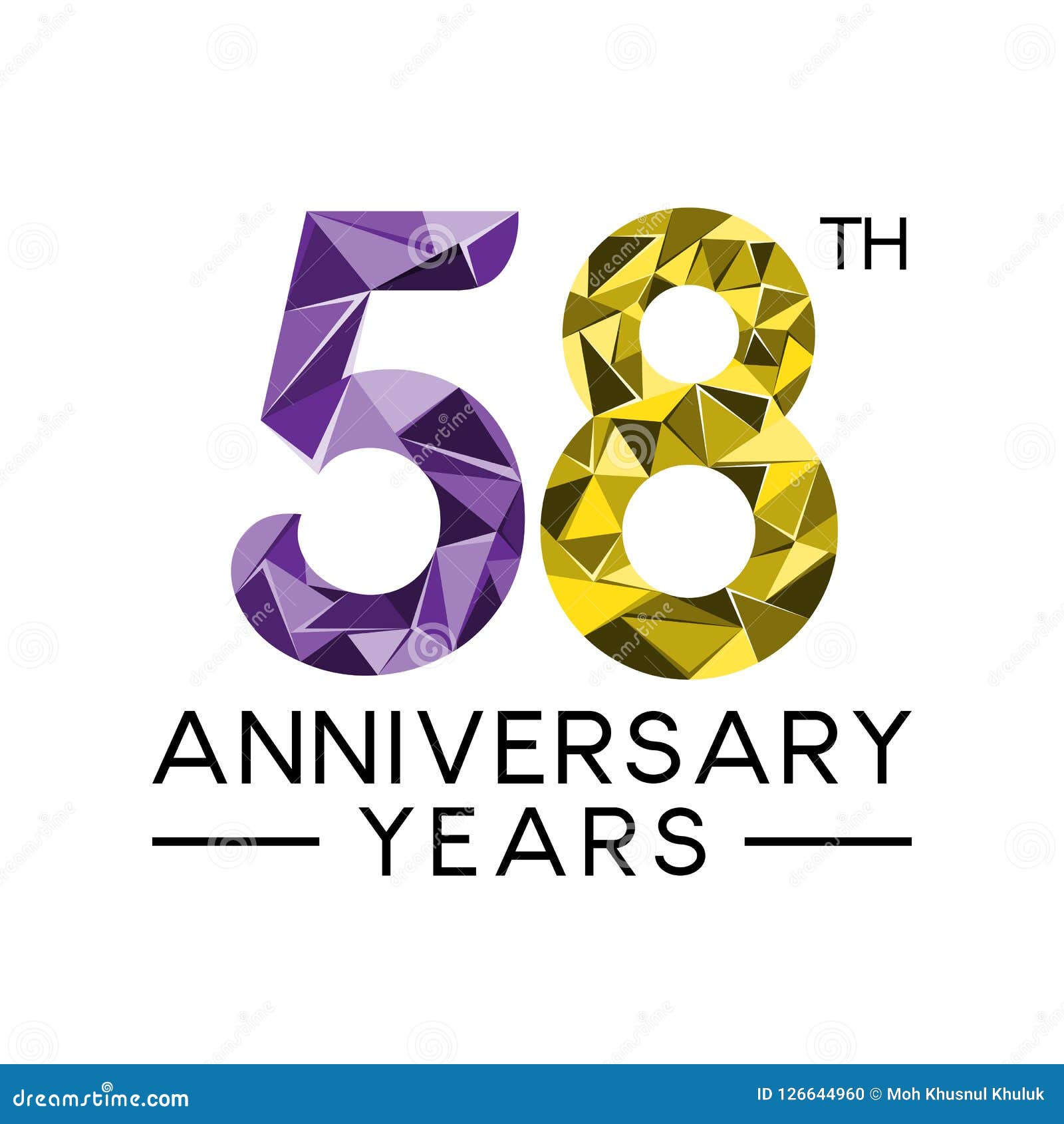 58th Anniversary Design, Luxurious Golden Color 58 Years Anniversary ...