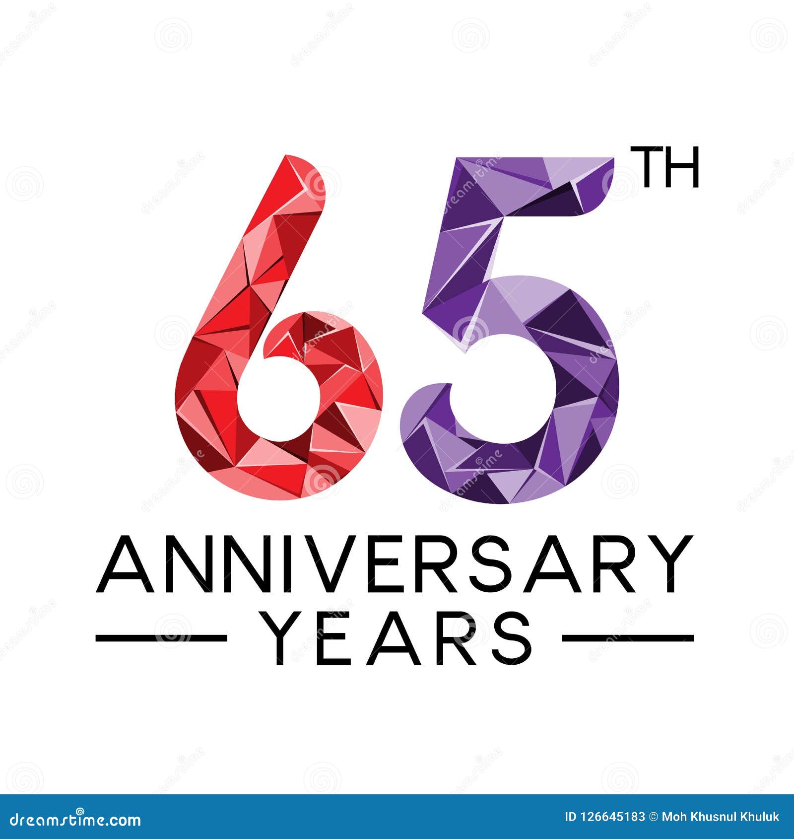 65th Anniversary Years Abstract Triangle Modern Full Col Stock Vector ...