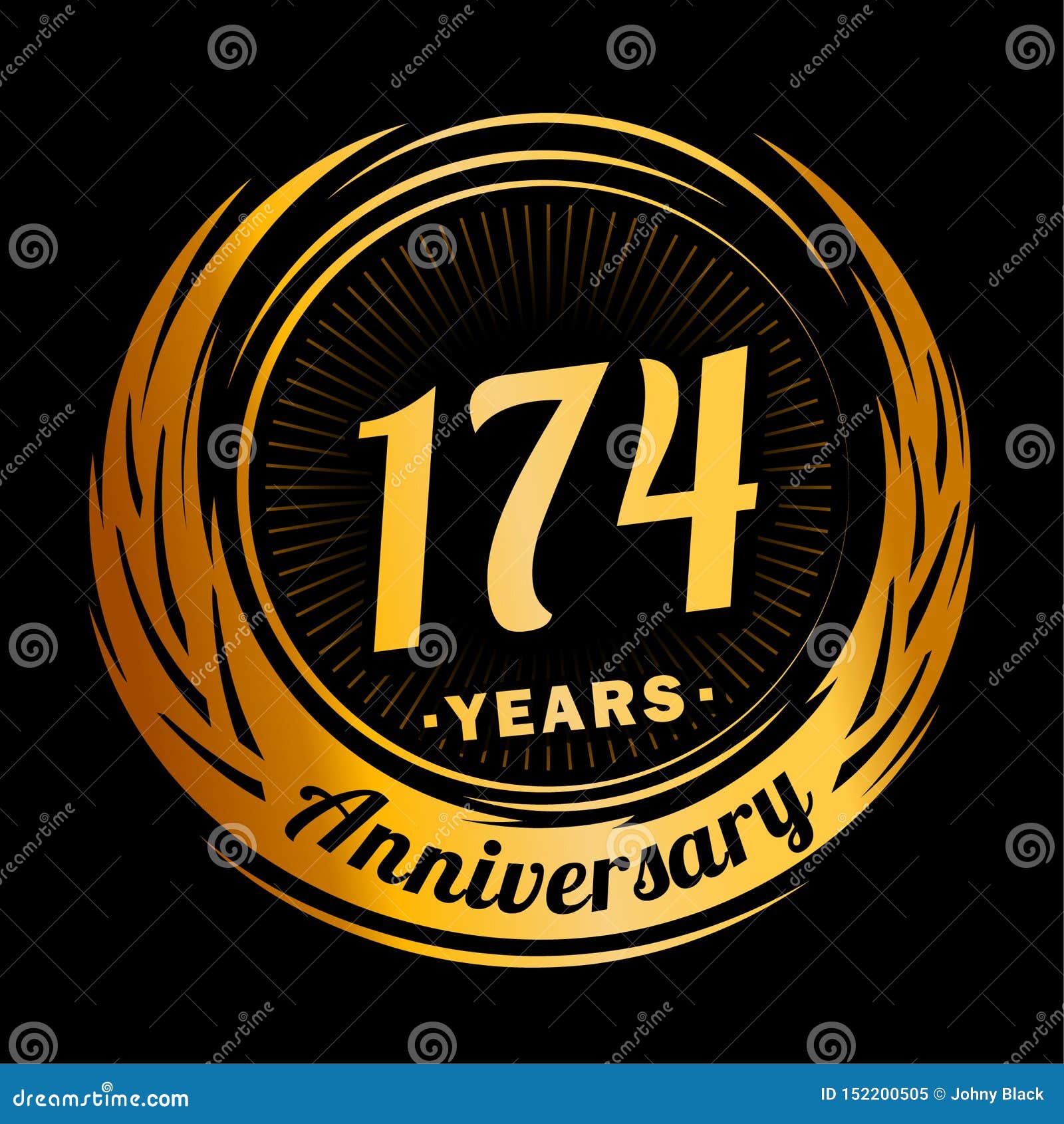 174 Years Anniversary. Elegant Anniversary Design. 174th Logo. Stock ...