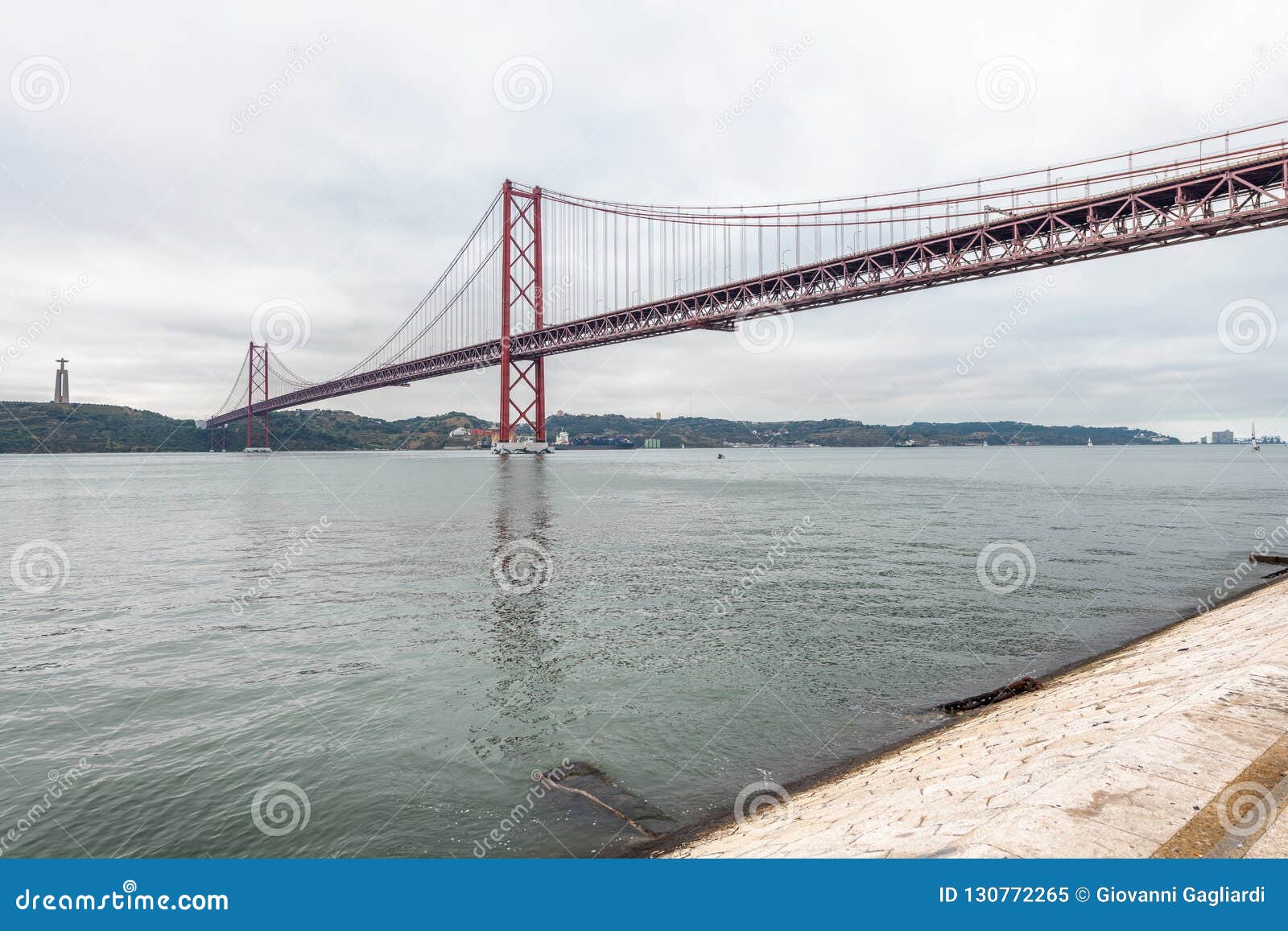 25th April Bridge in Lisbon on a Cloudy Day Stock Image - Image of ...