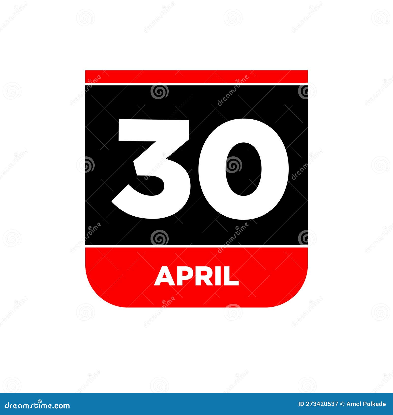 30th April Calendar Page Icon. 30 Apr Day Stock Vector - Illustration ...