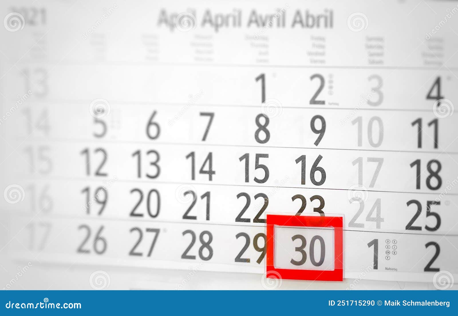 30th April on Calendar Sheet Stock Photo - Image of advertising, poster ...
