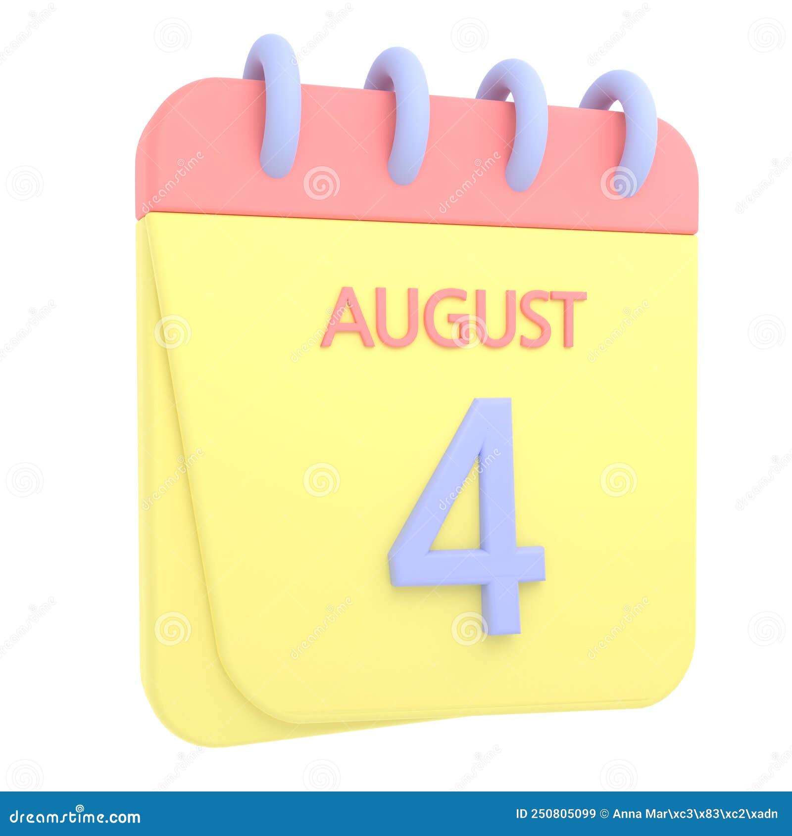 4th August 3D Calendar Icon Stock Illustration - Illustration of white ...