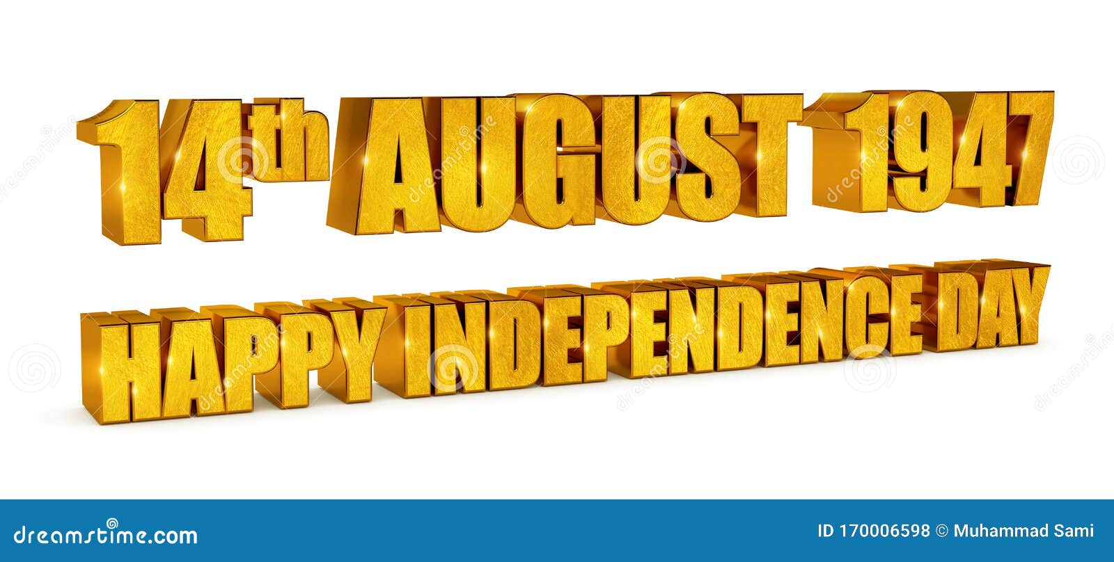 14th August 1947 Happy Independence Day 3d Render - Illustration Stock ...