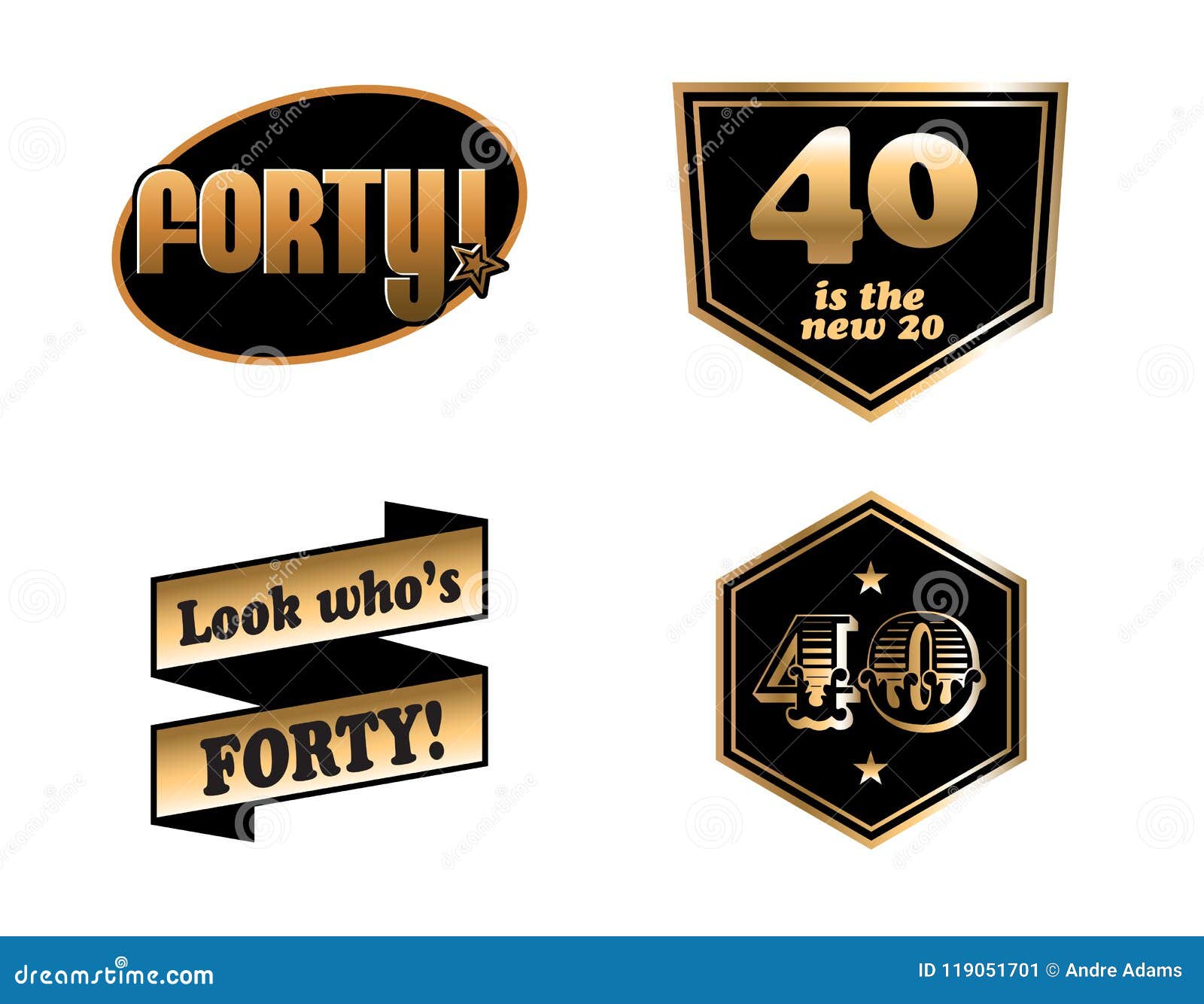 40th birthday badges stock vector. Illustration of cartoon - 119051701