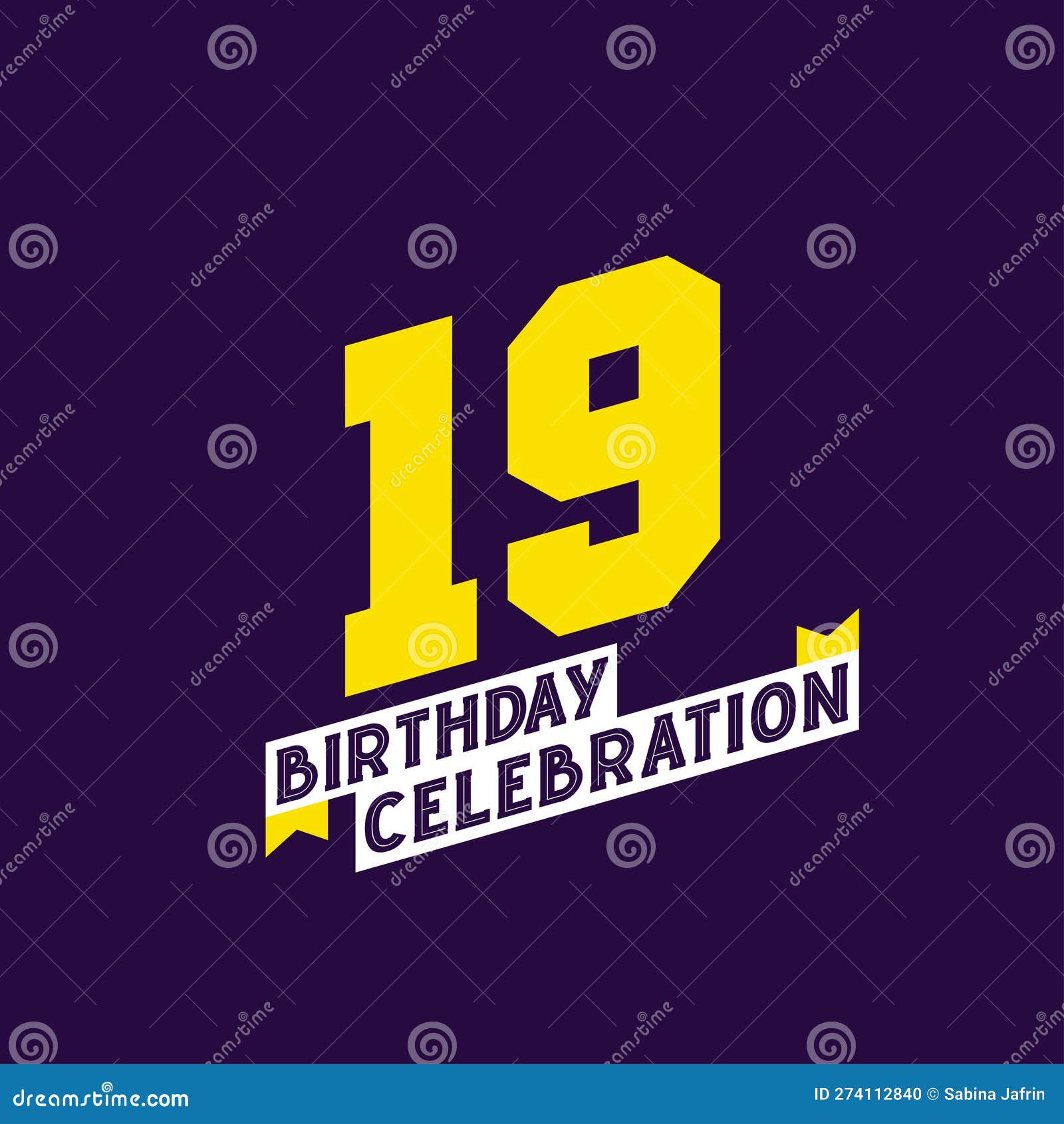19th Birthday Celebration Vector Design, 19 Years Birthday Stock Vector ...