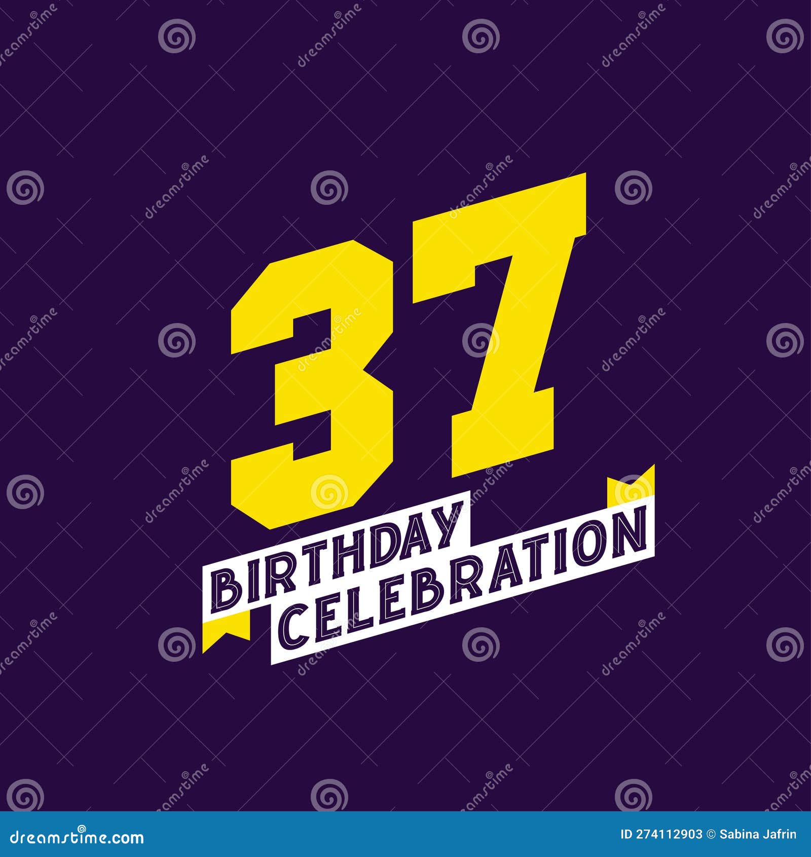 37th Birthday Celebration Vector Design, 37 Years Birthday Stock Vector ...