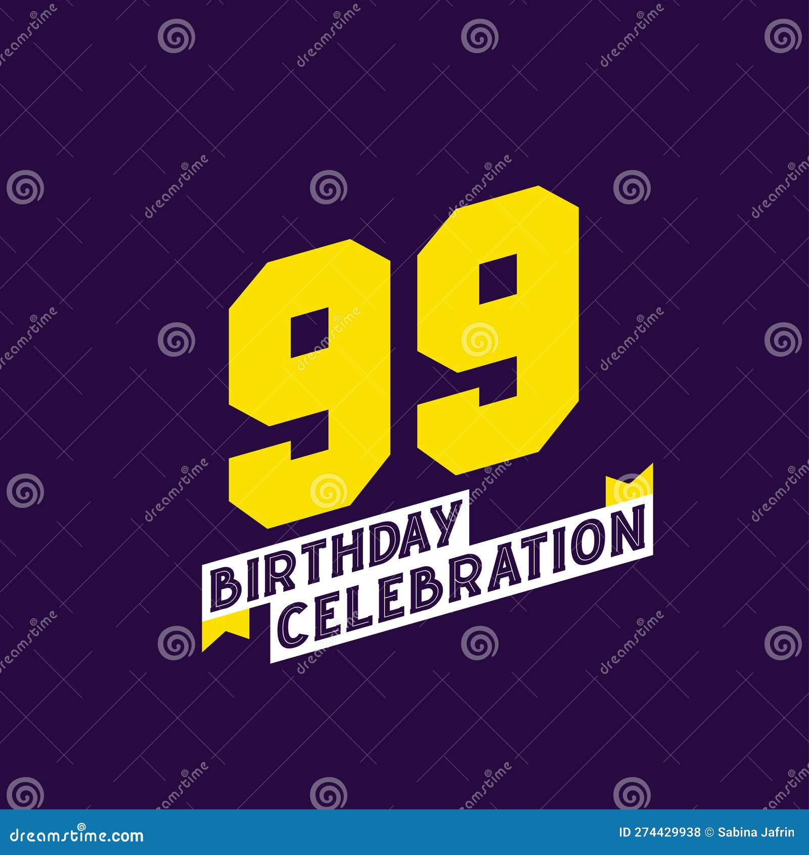 99th Birthday Celebration Vector Design, 99 Years Birthday Stock Vector ...