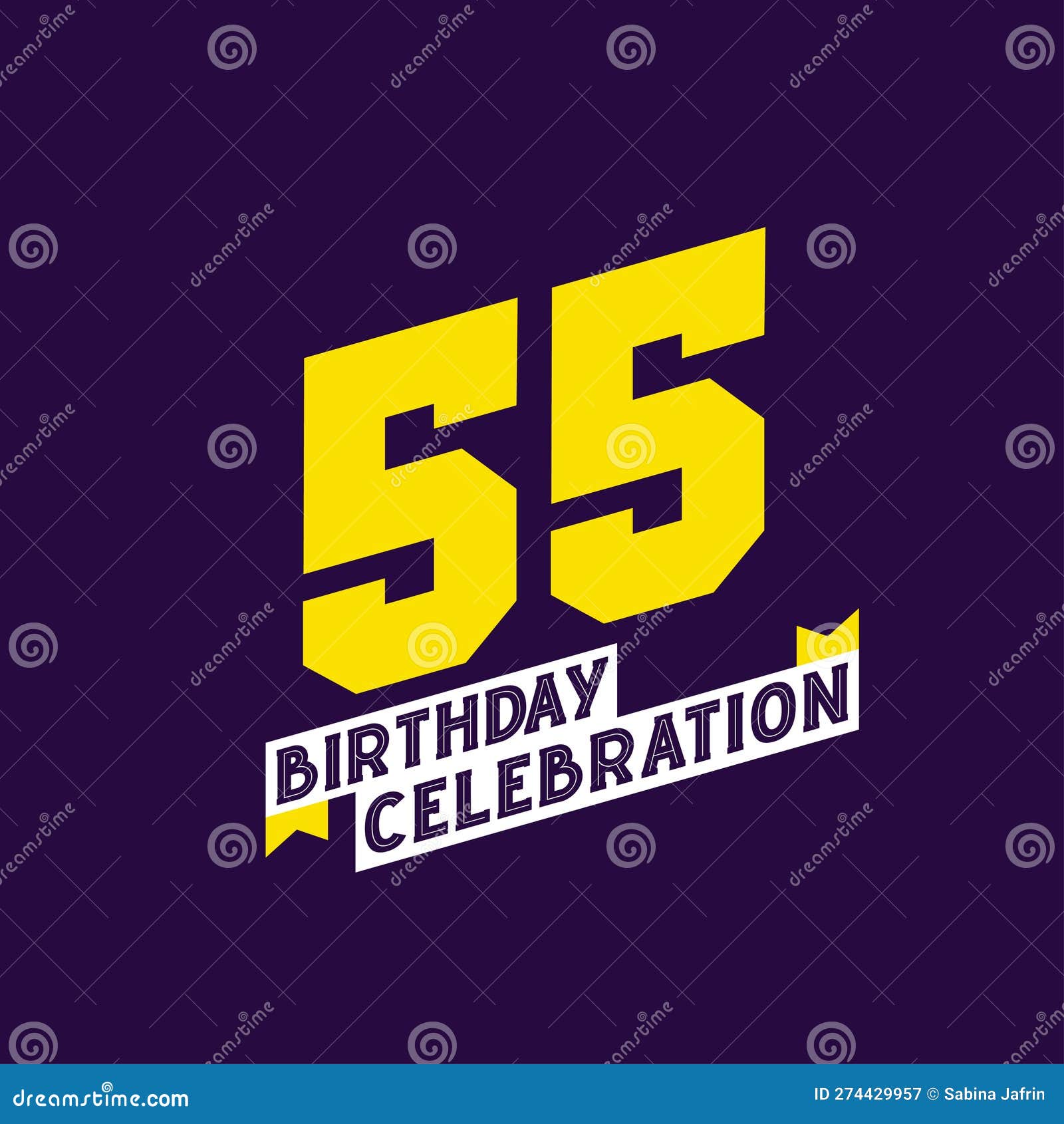 55th Birthday Celebration Vector Design, 55 Years Birthday Stock Vector ...