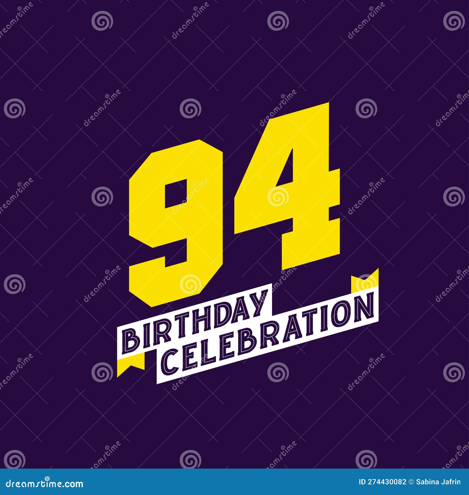 94th Birthday Celebration Vector Design, 94 Years Birthday Stock Vector ...