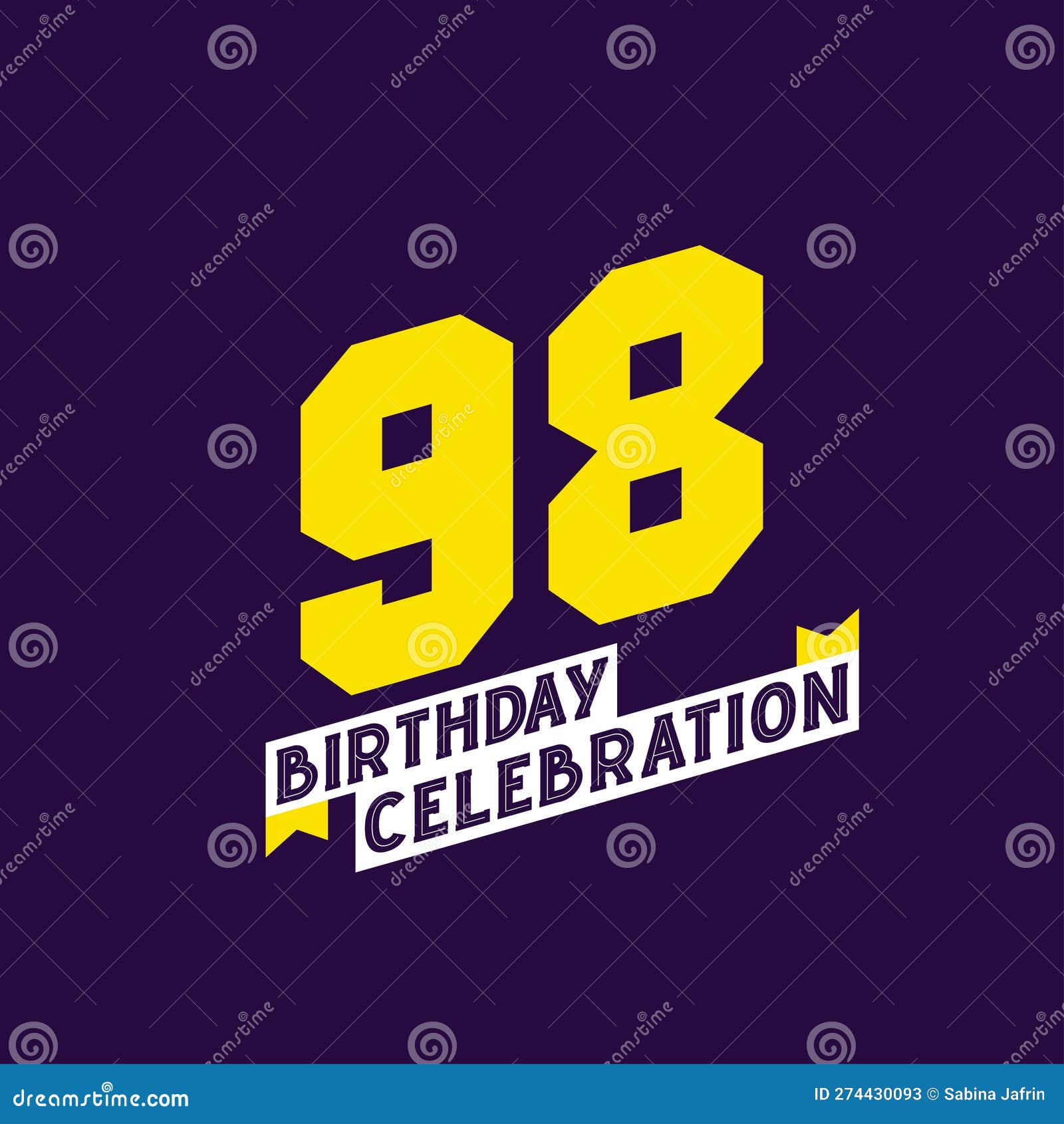 98th Birthday Celebration Vector Design, 98 Years Birthday Stock Vector ...