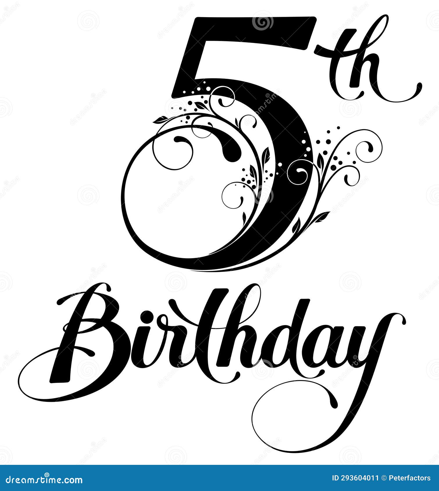 5th Birthday - Custom Calligraphy Text Stock Vector - Illustration of ...