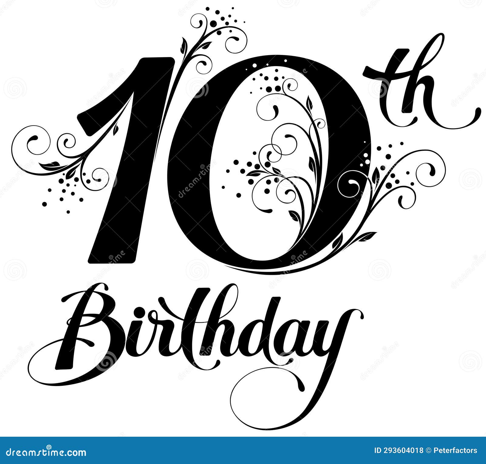 10th Birthday - Custom Calligraphy Text Stock Vector - Illustration of ...