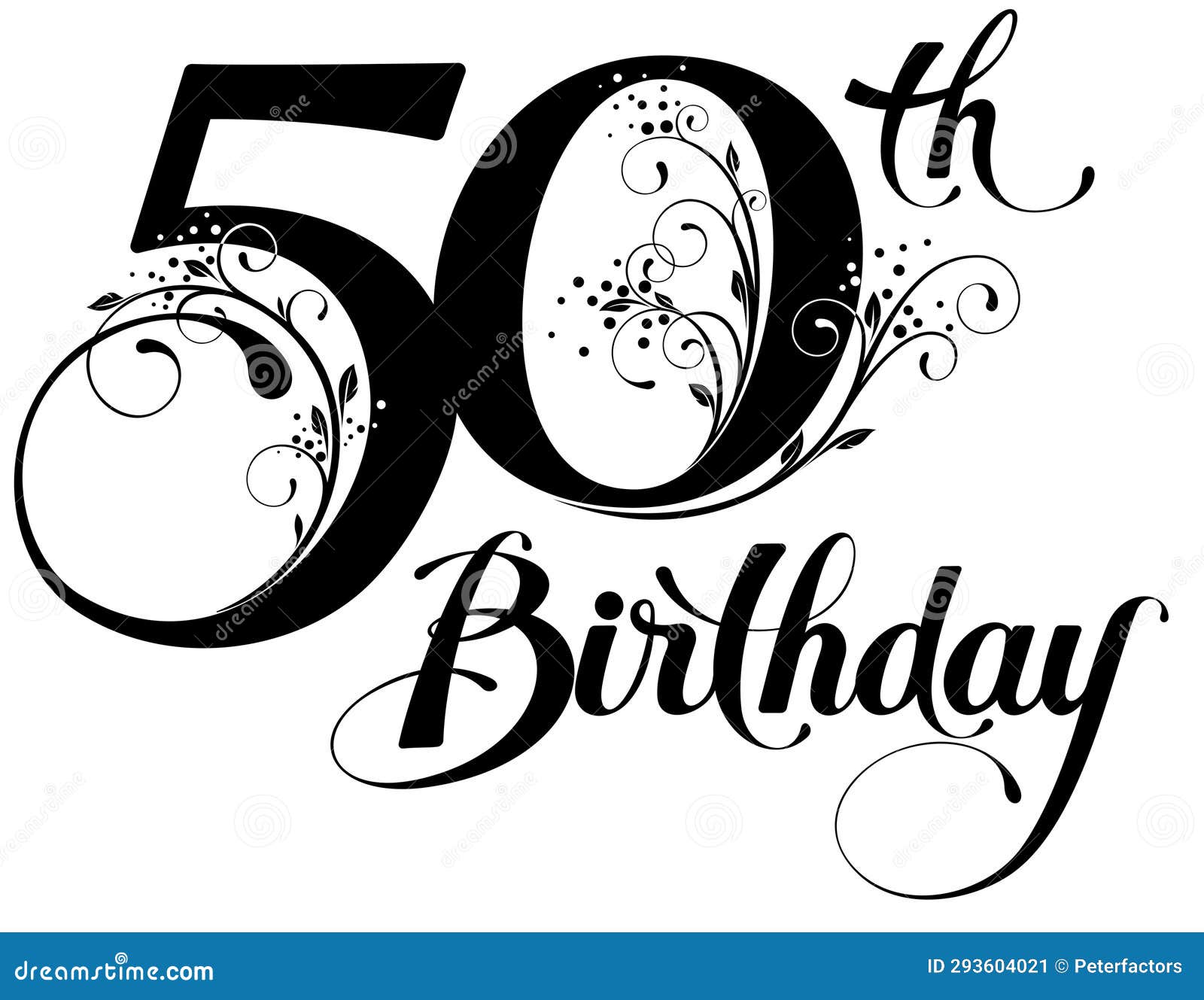 50th Birthday - Custom Calligraphy Text Stock Vector - Illustration of ...