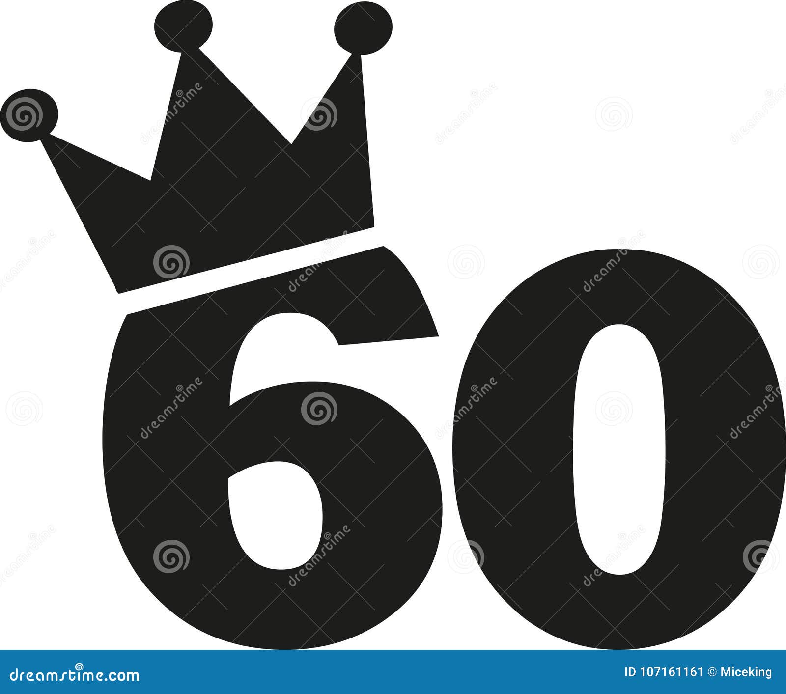 60th Birthday number crown stock vector. Illustration of happy - 107161161