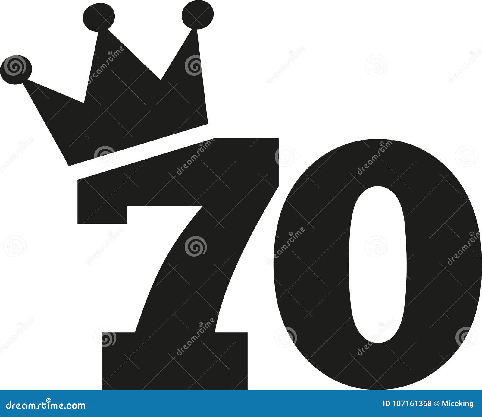 70th Birthday number crown stock vector. Illustration of icon - 107161368