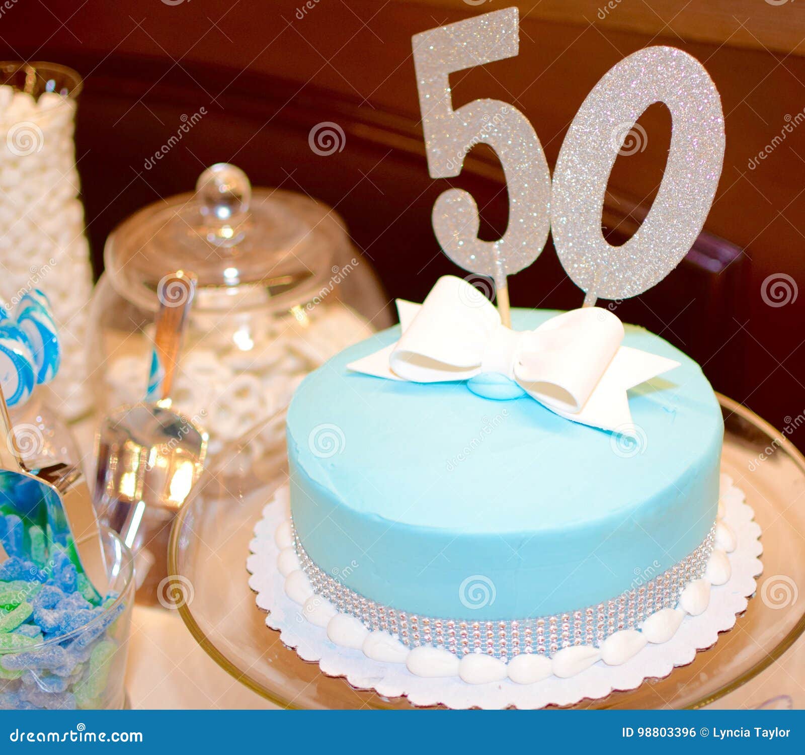 Fancy 50th Birthday Cake stock photo. Image of blue, tiffanyblue - 98803396