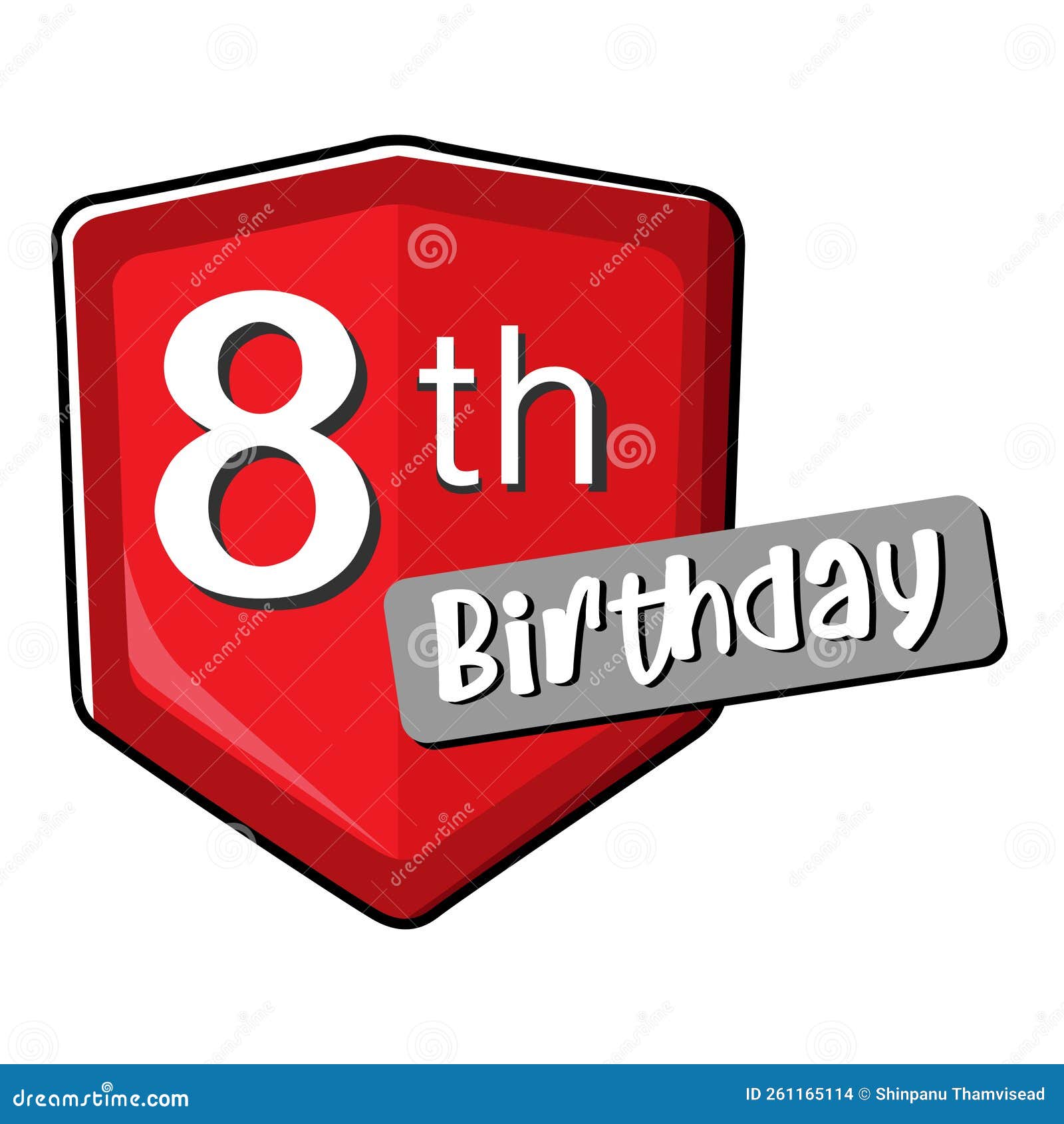 8th Birthday on Red Secure Shield. Stock Illustration - Illustration of ...