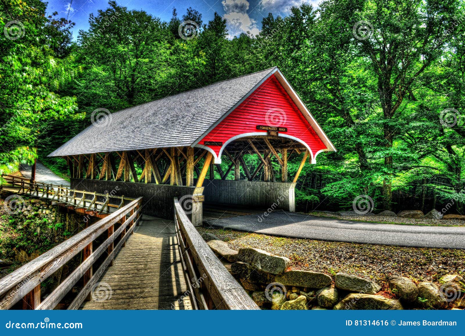 19th Century Covered Bridge with a Wooden Walk Along Side of it HDR ...