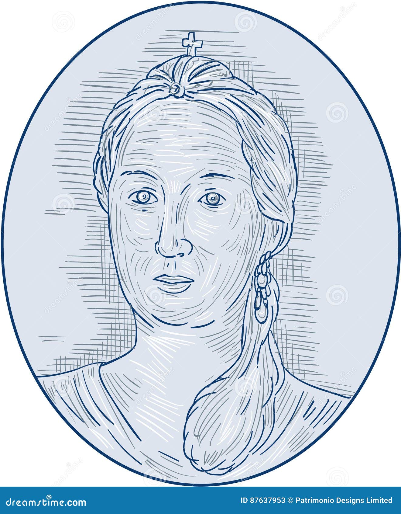 18th Century Russian Empress Bust Oval Drawing Stock Vector ...