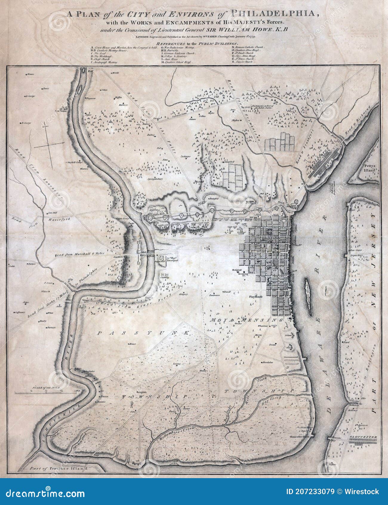 18th-century Vintage Map of Philadelphia City Plan Editorial Stock ...