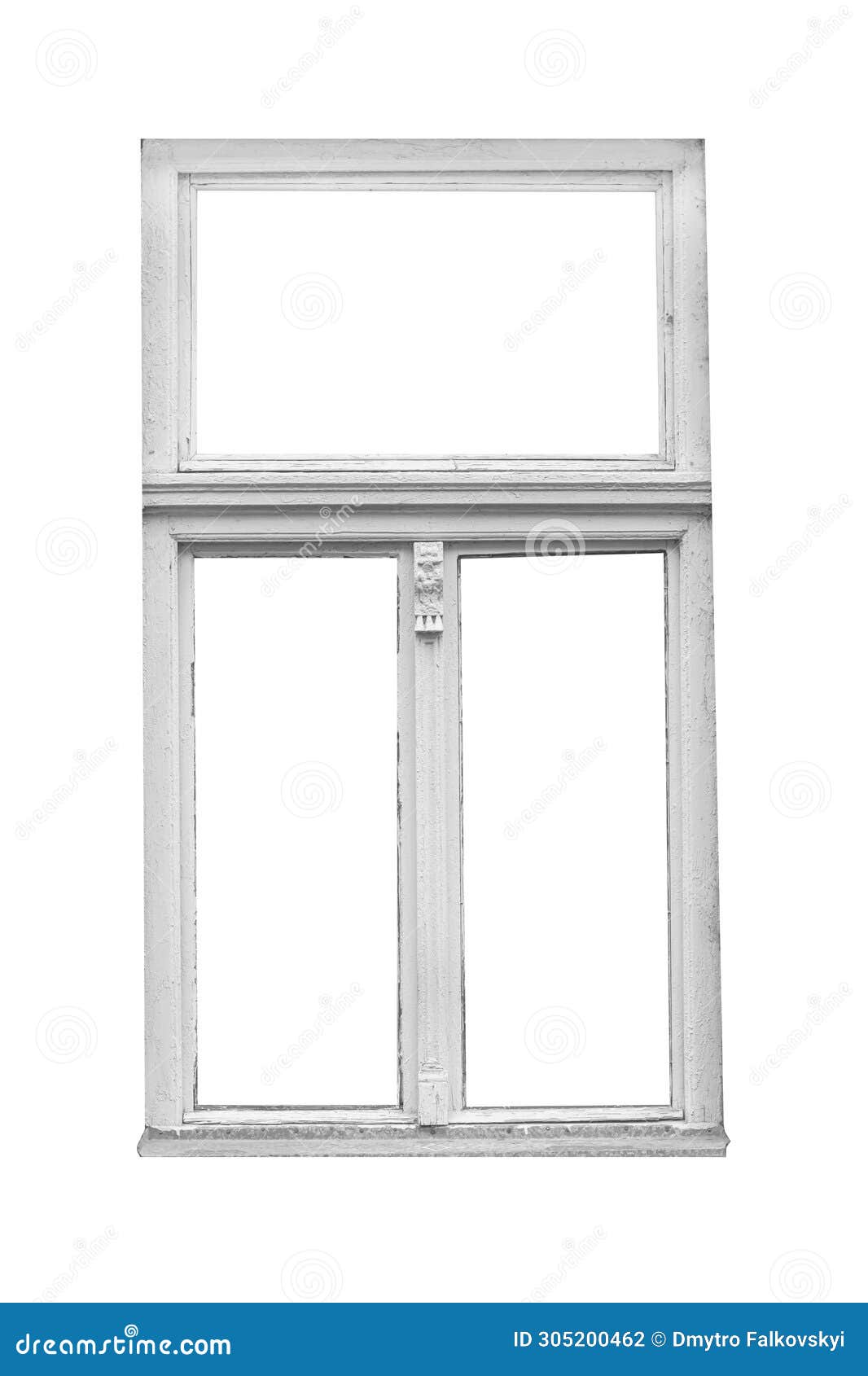 19th Century White Wooden Window Isolated on White Background Stock ...