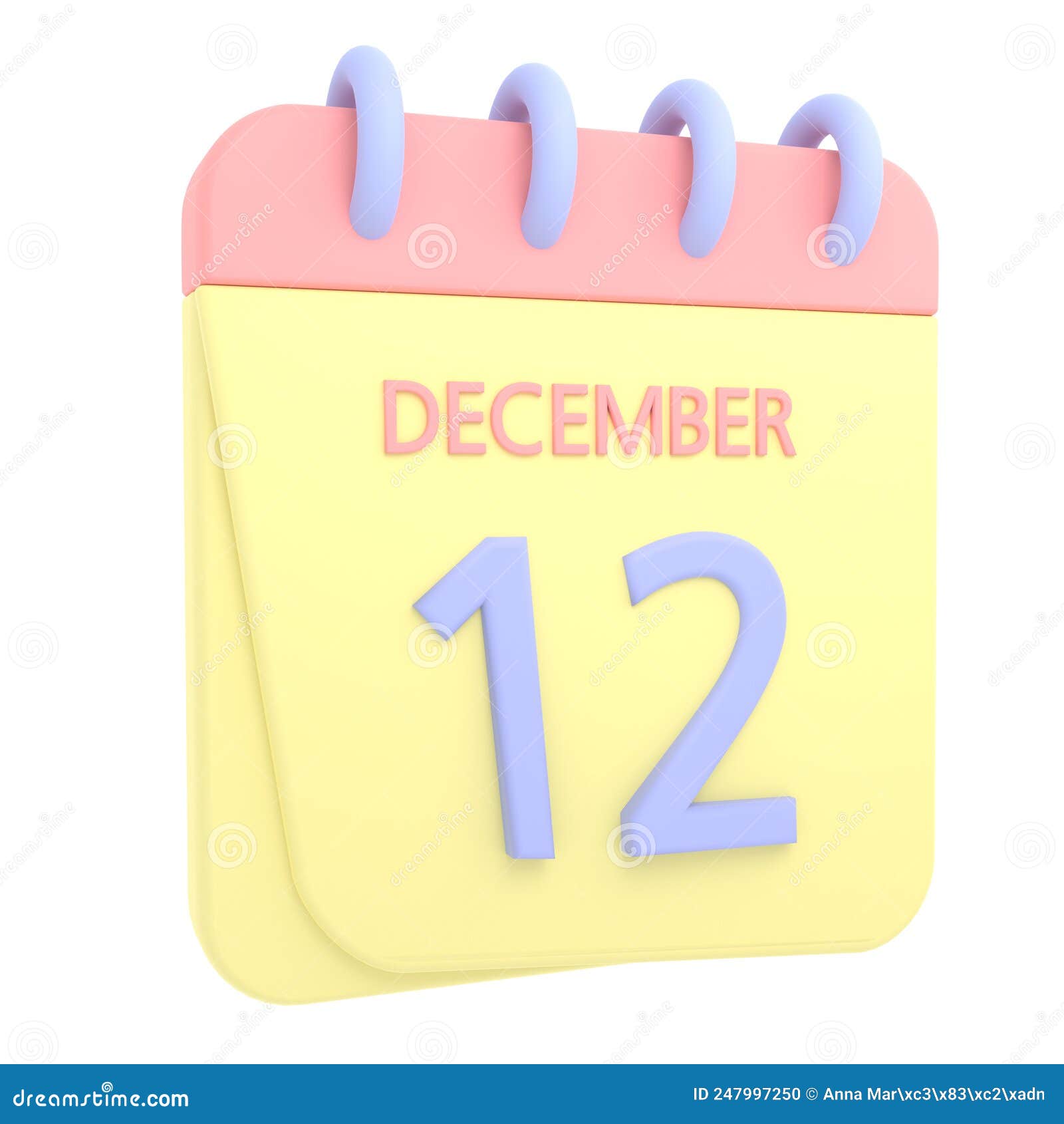 12th December 3D Calendar Icon Stock Illustration - Illustration of ...