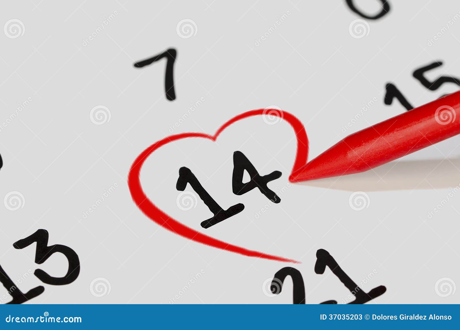 14th of February with Heart Stock Image - Image of valentines, pencil ...