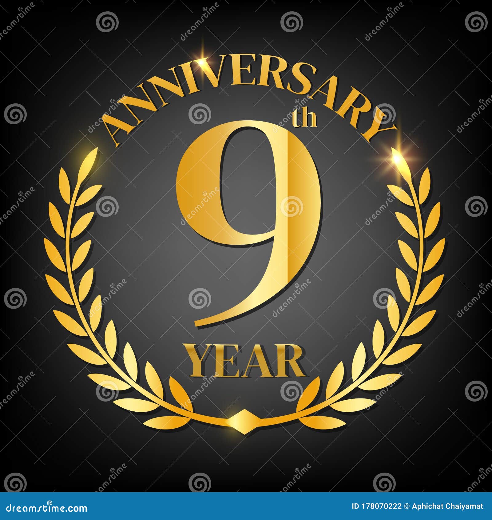 9th Golden Anniversary Logo Stock Vector - Illustration of happy, label ...