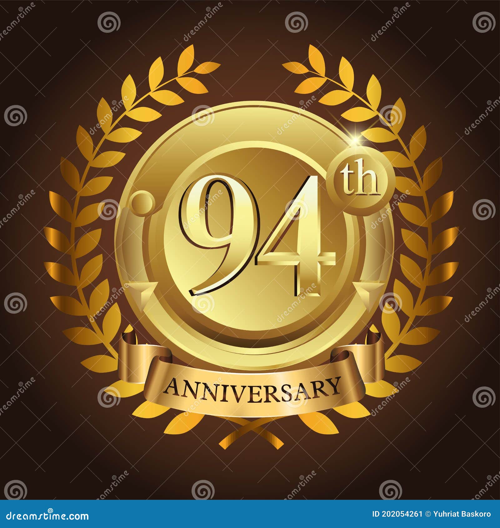 94th Golden Anniversary Wreath Ribbon Logo Stock Vector - Illustration ...