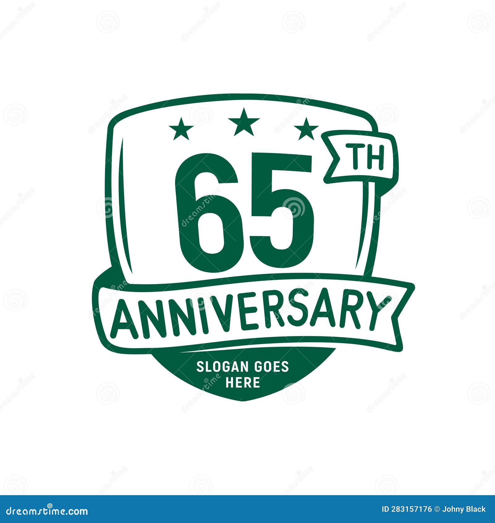 65 Years Anniversary Celebration Shield Design Template. 65th ...