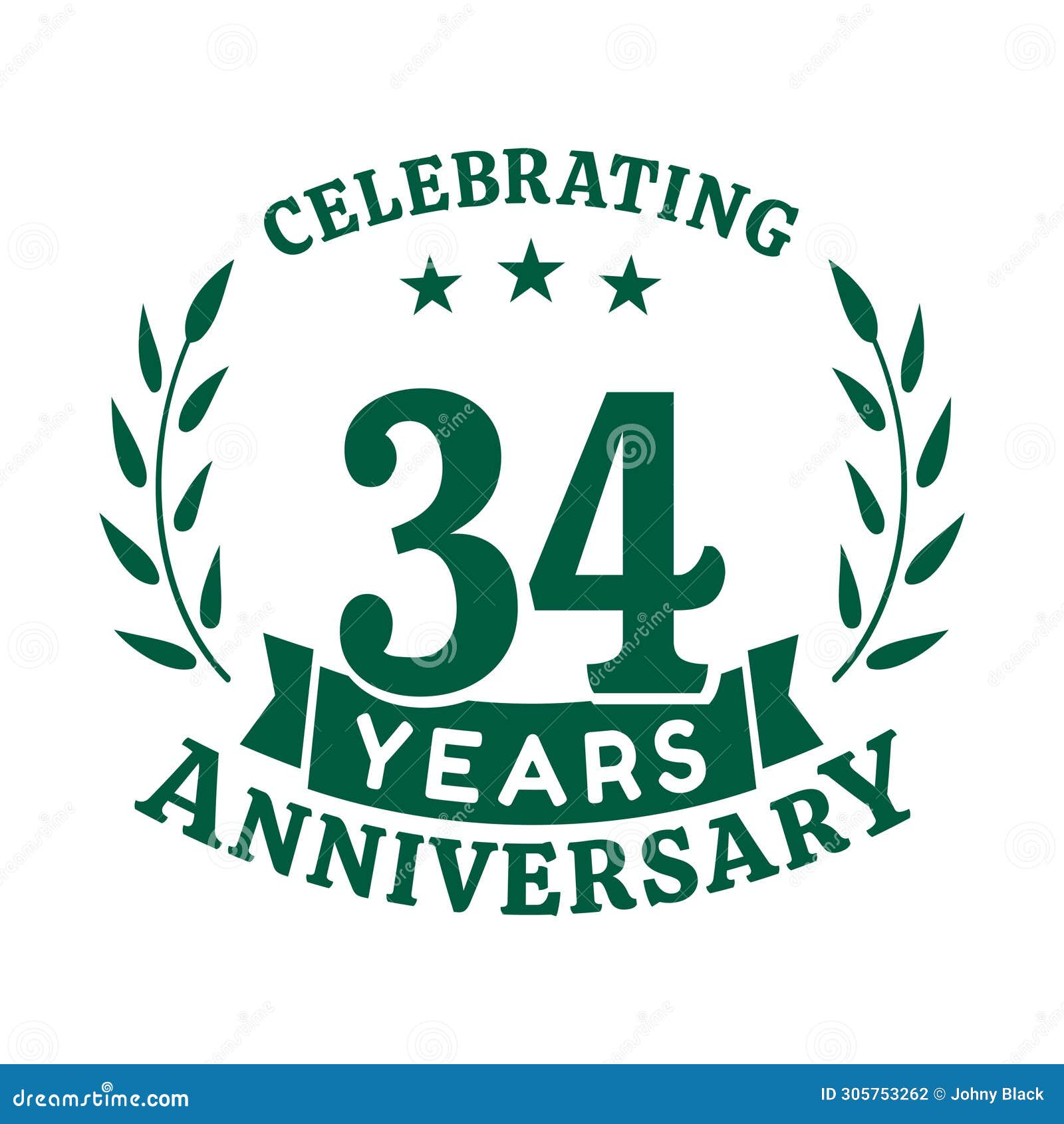 34 Years Anniversary Celebration Logotype. 34th Anniversary Logo ...