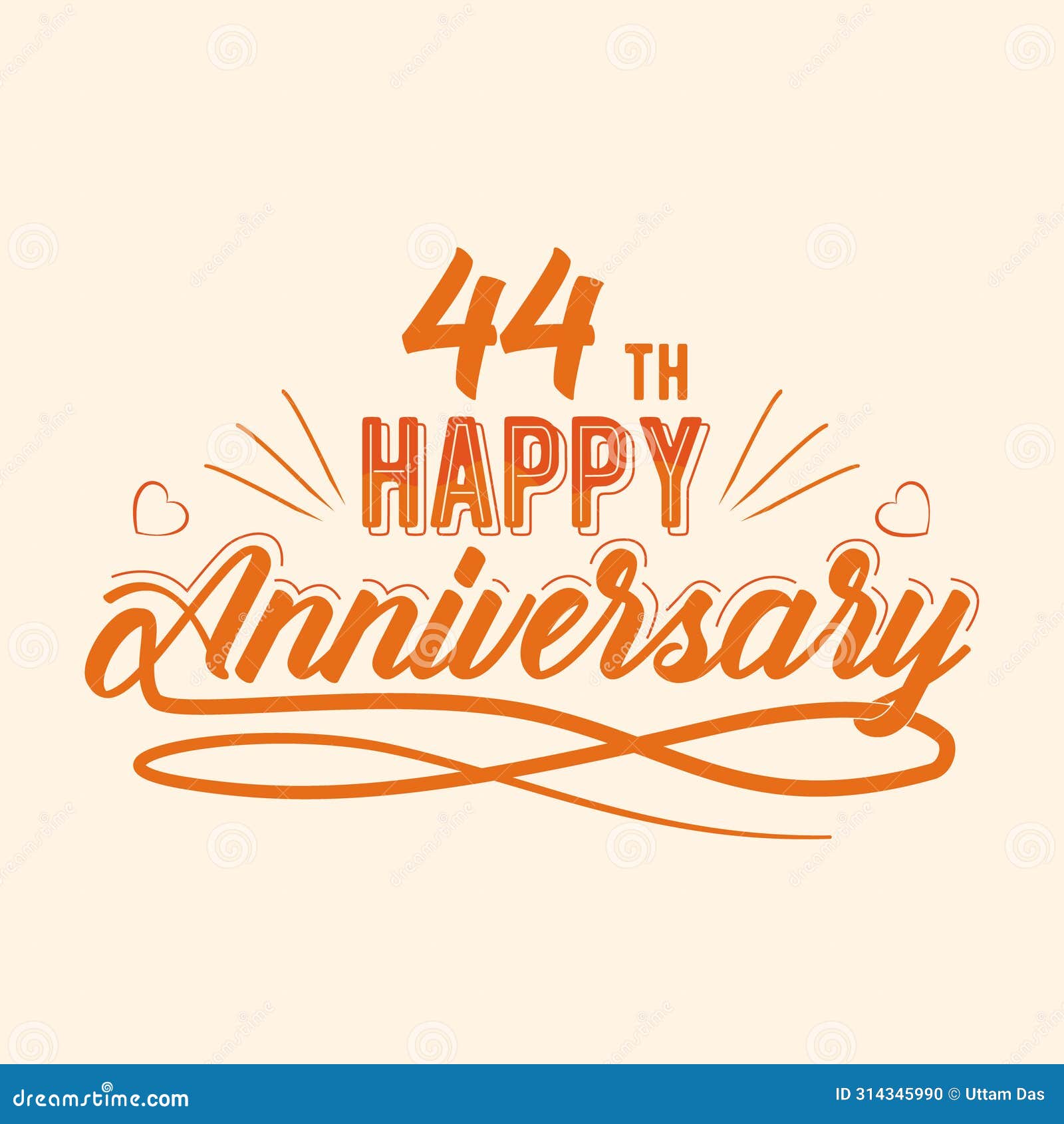 44 Th Happy Anniversary Celebration, 44 Anniversary Lettering Design ...