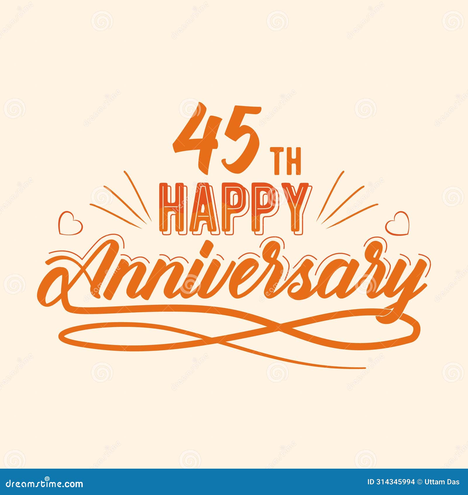 45th Happy Anniversary Celebration, 45 Anniversary Lettering Design ...